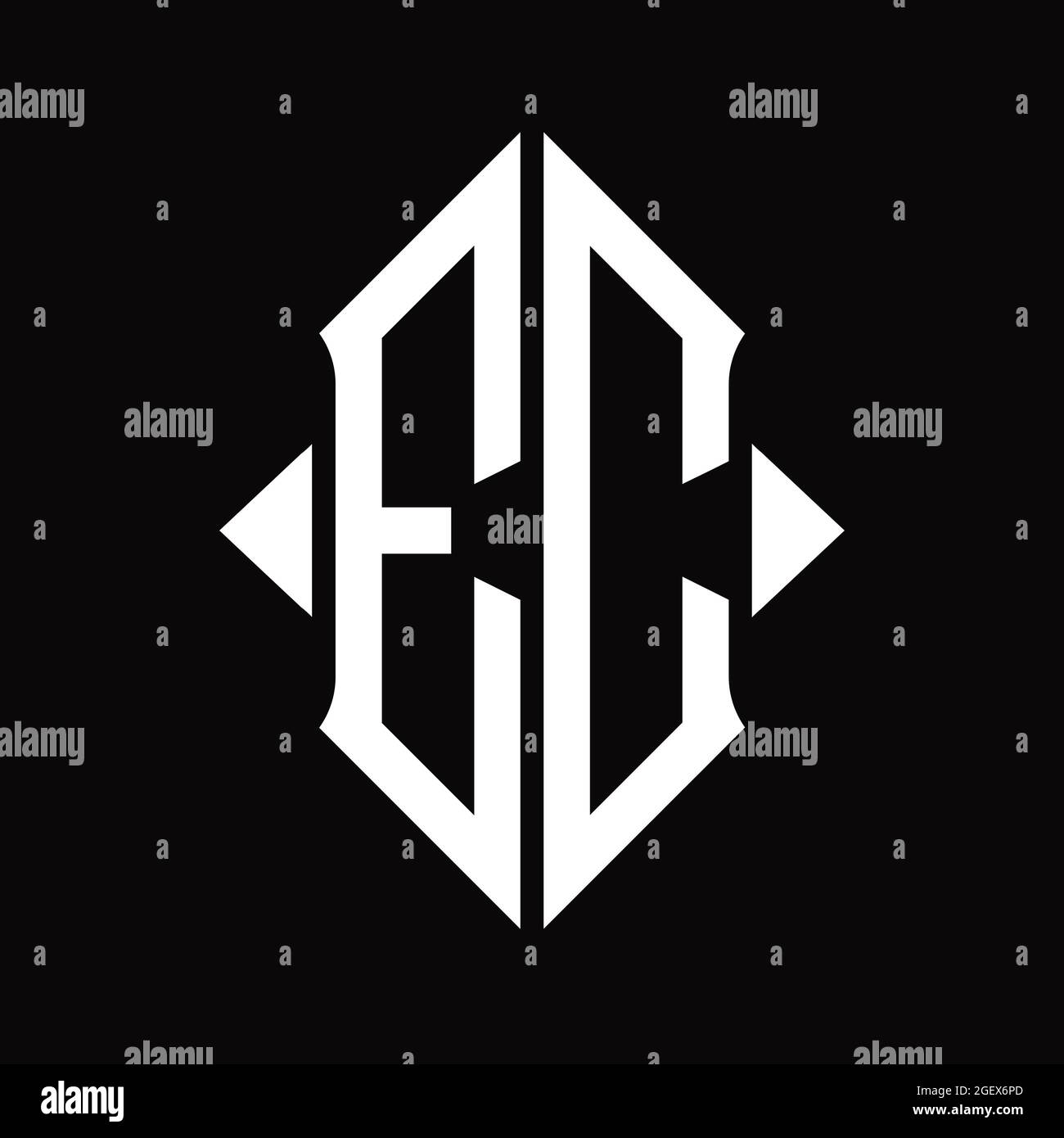 EC Logo monogram with shield shape isolated black background design ...