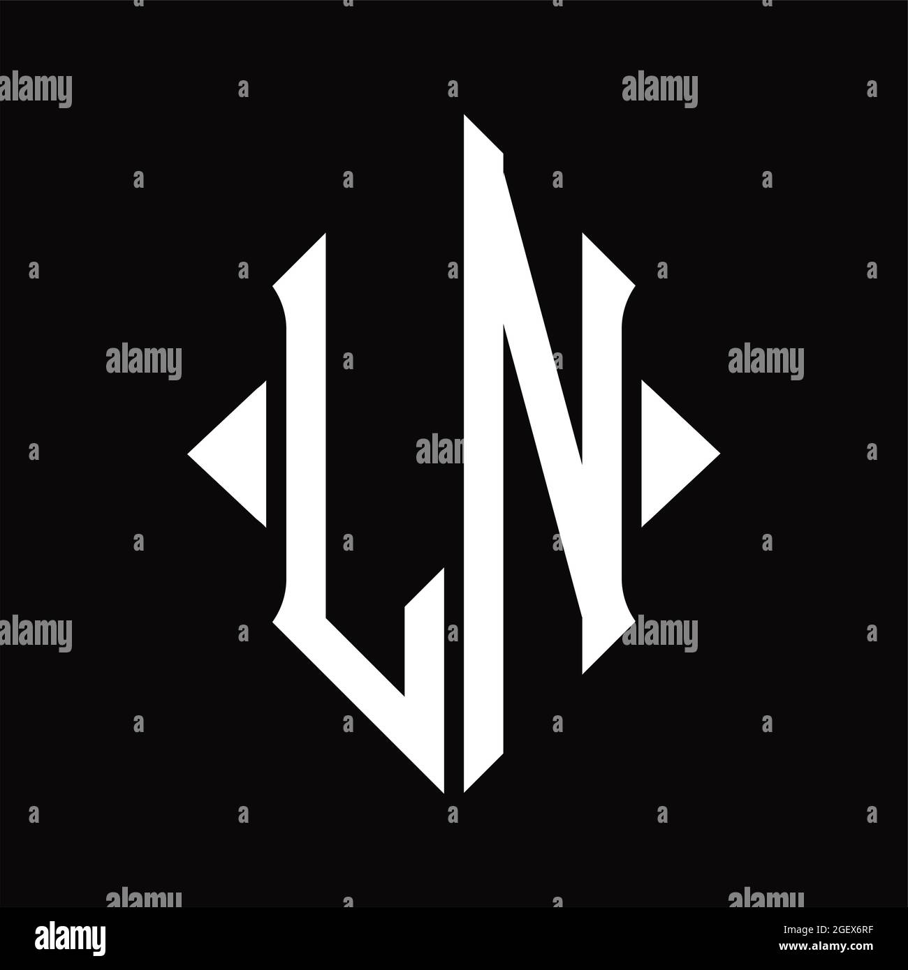 LN Logo monogram with shield shape isolated black background design ...
