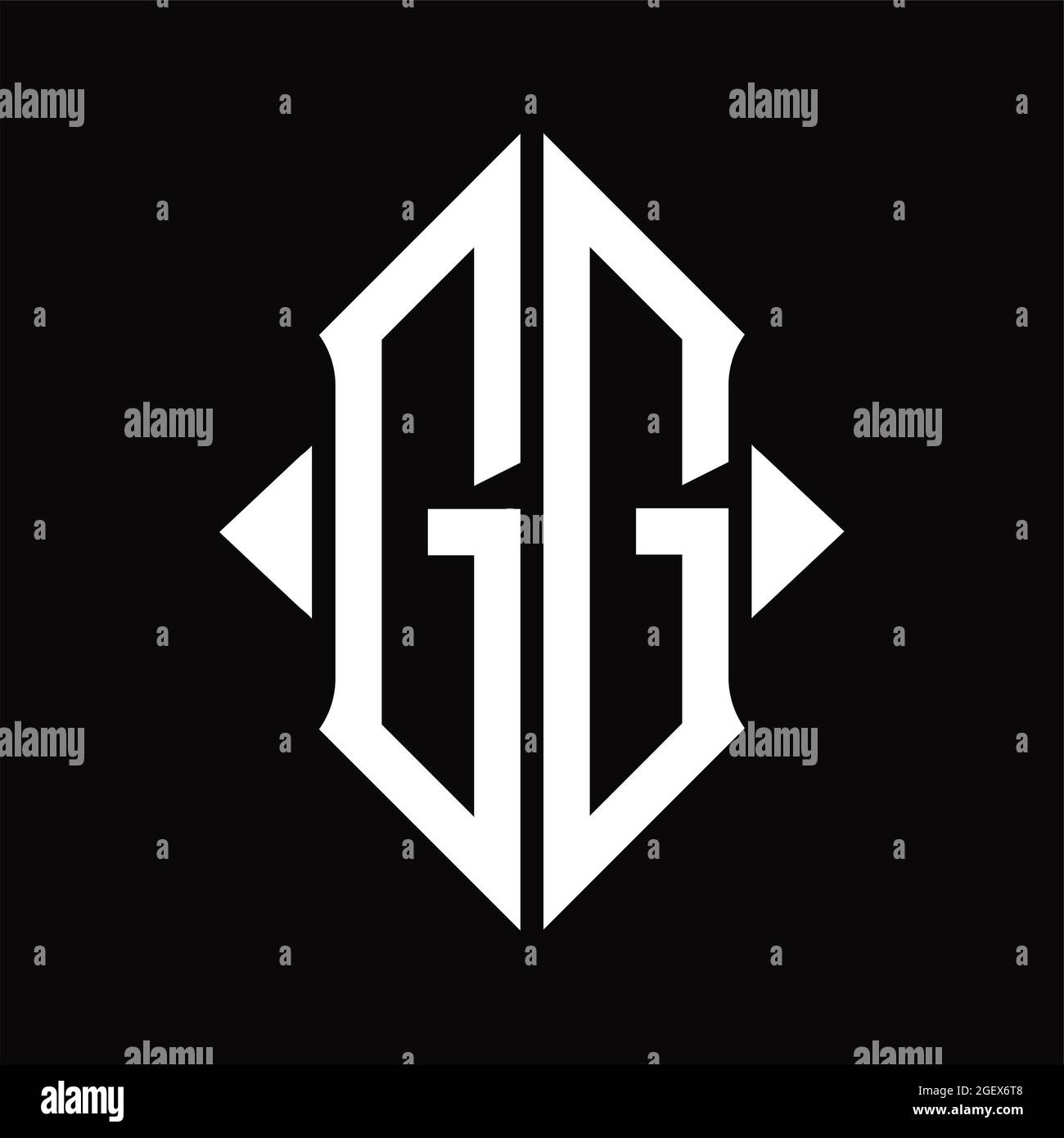 GG Logo monogram with shield shape isolated black background design ...