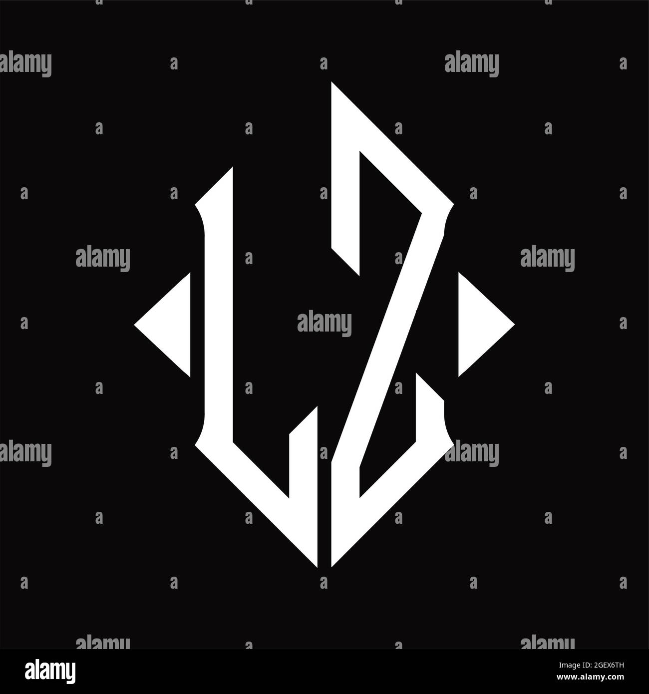 LZ Logo monogram with shield shape isolated black background design ...