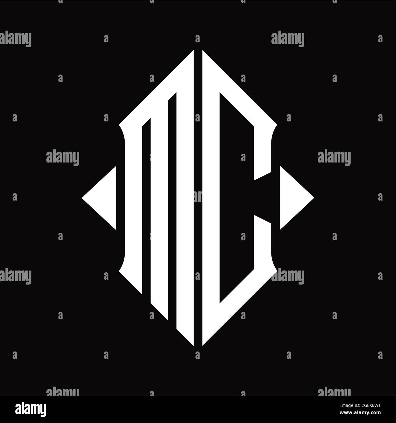 MC Logo monogram with shield shape isolated black background design template Stock Vector Image ...