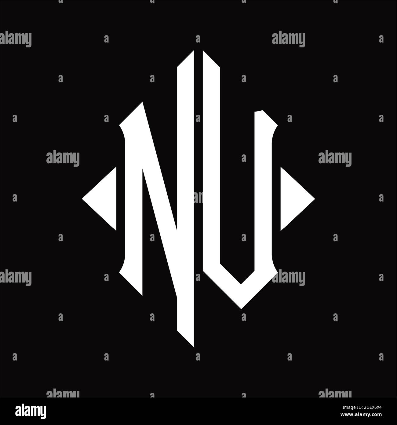 NV Logo monogram with shield shape isolated black background design ...