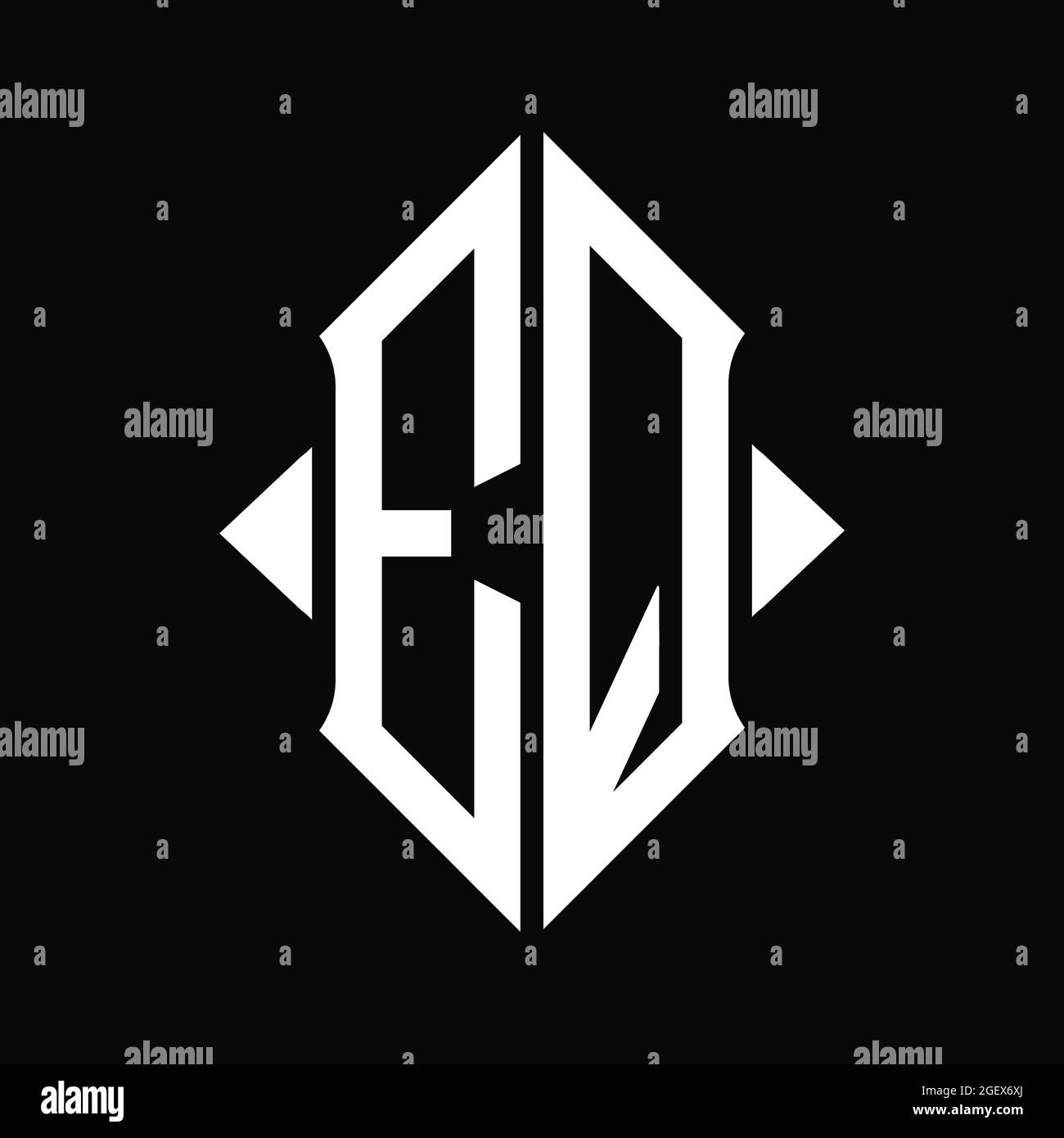EQ Logo monogram with shield shape isolated black background design ...