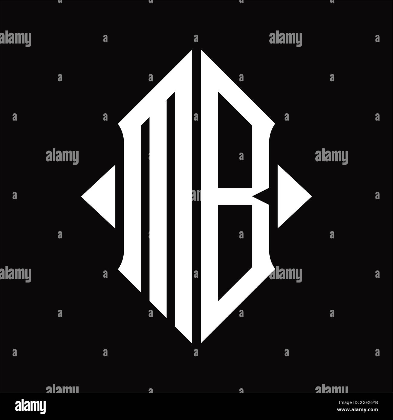 MB Logo monogram with shield shape isolated black background design ...