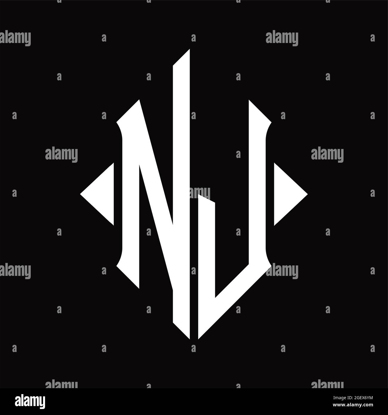 NJ Logo monogram with shield shape isolated black background design ...