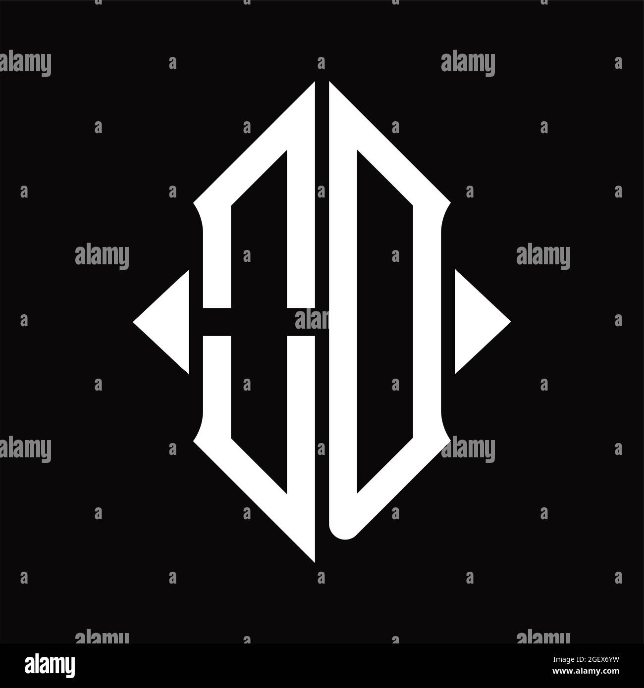 OD Logo monogram with shield shape isolated black background design ...