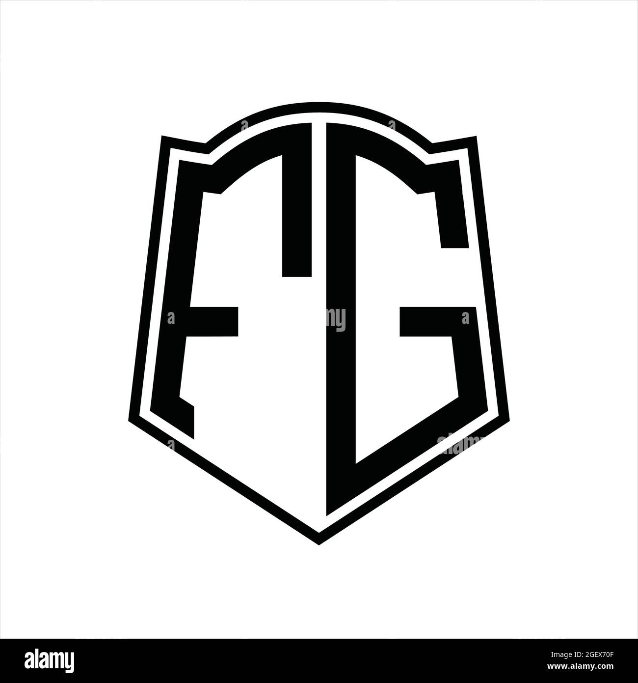 FG Logo monogram with shield shape isolated black background design template Stock Vector Image ...