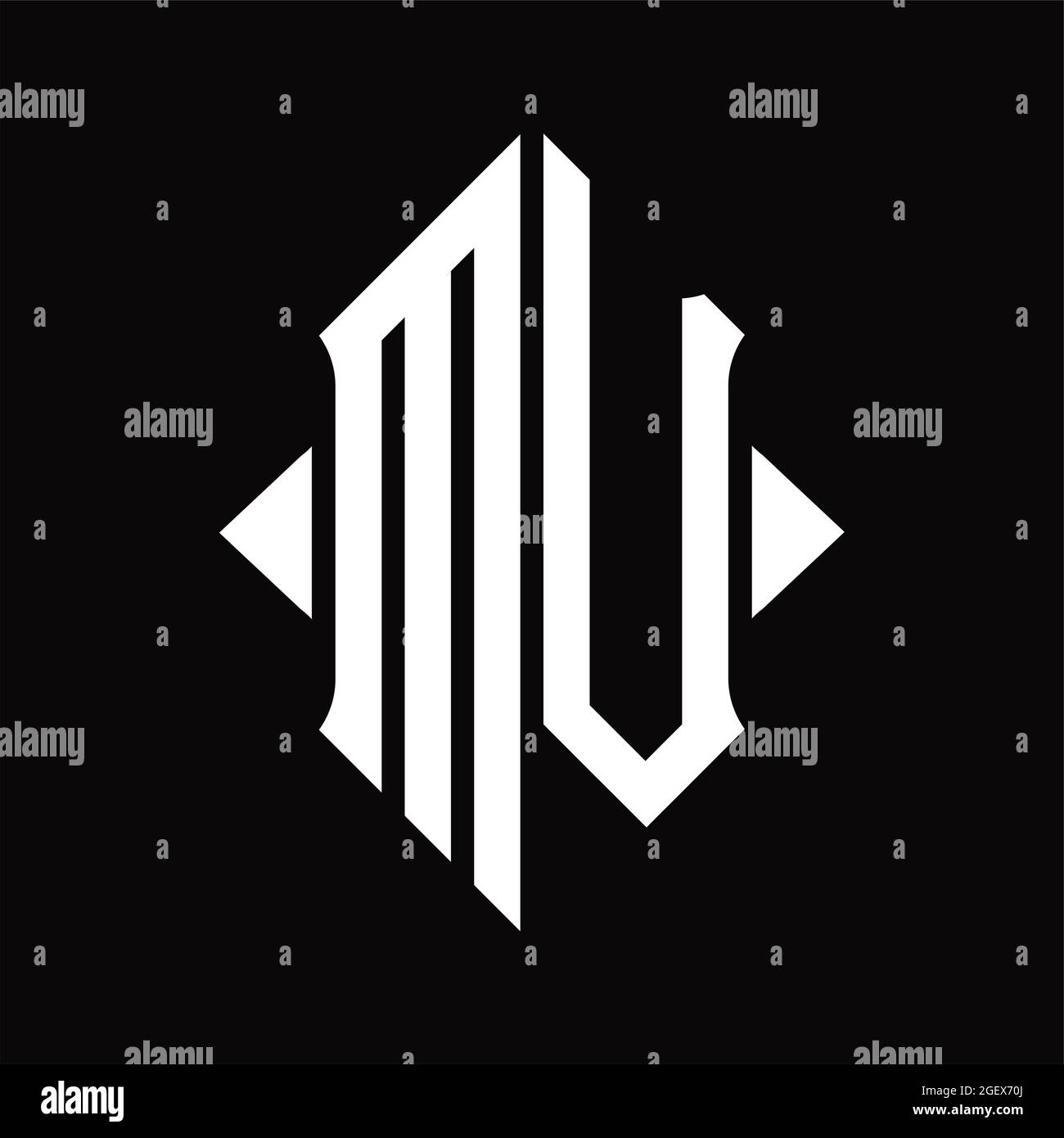 MV Logo monogram with shield shape isolated black background design ...