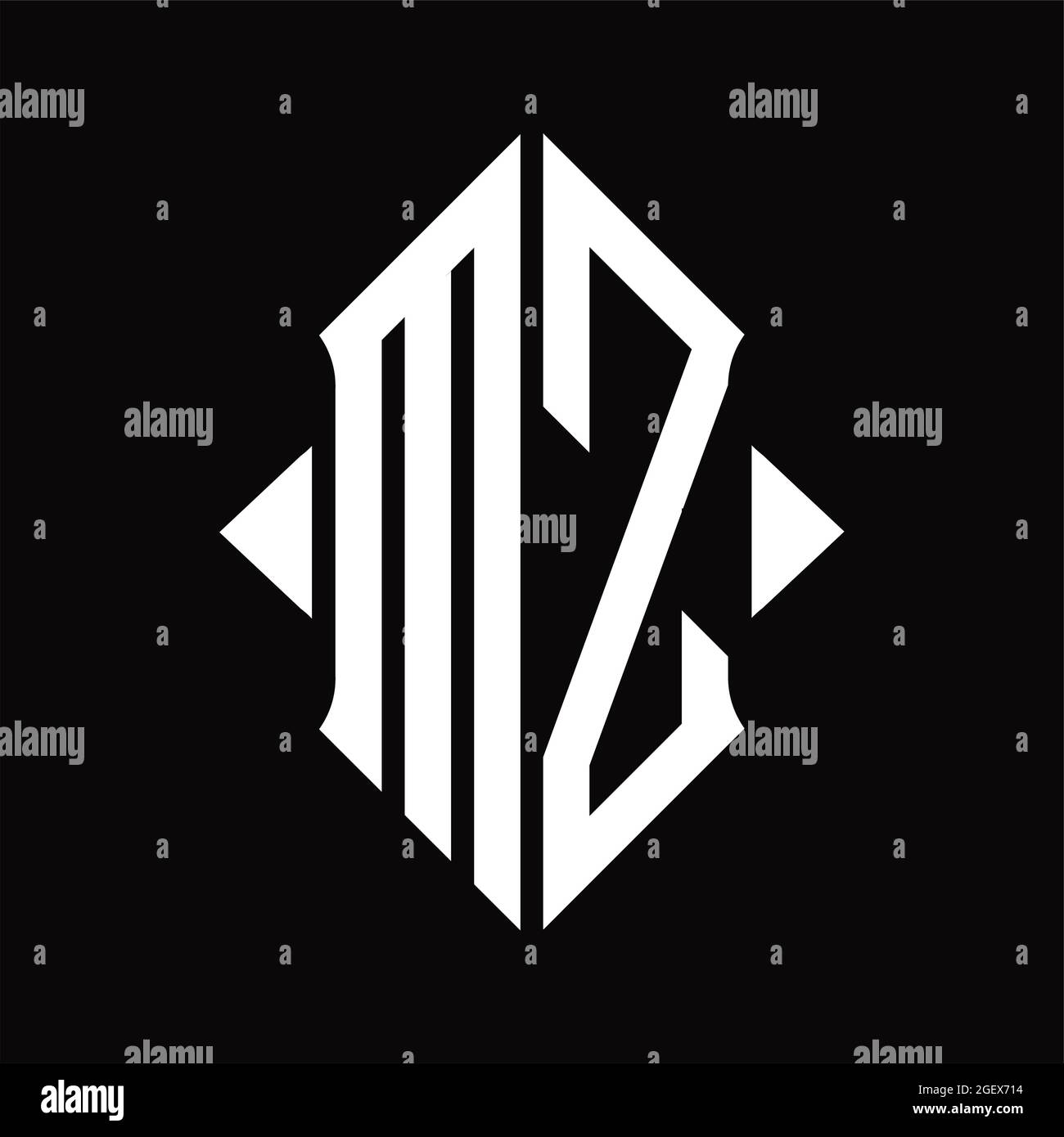 MZ Logo monogram with shield shape isolated black background design template Stock Vector Image ...