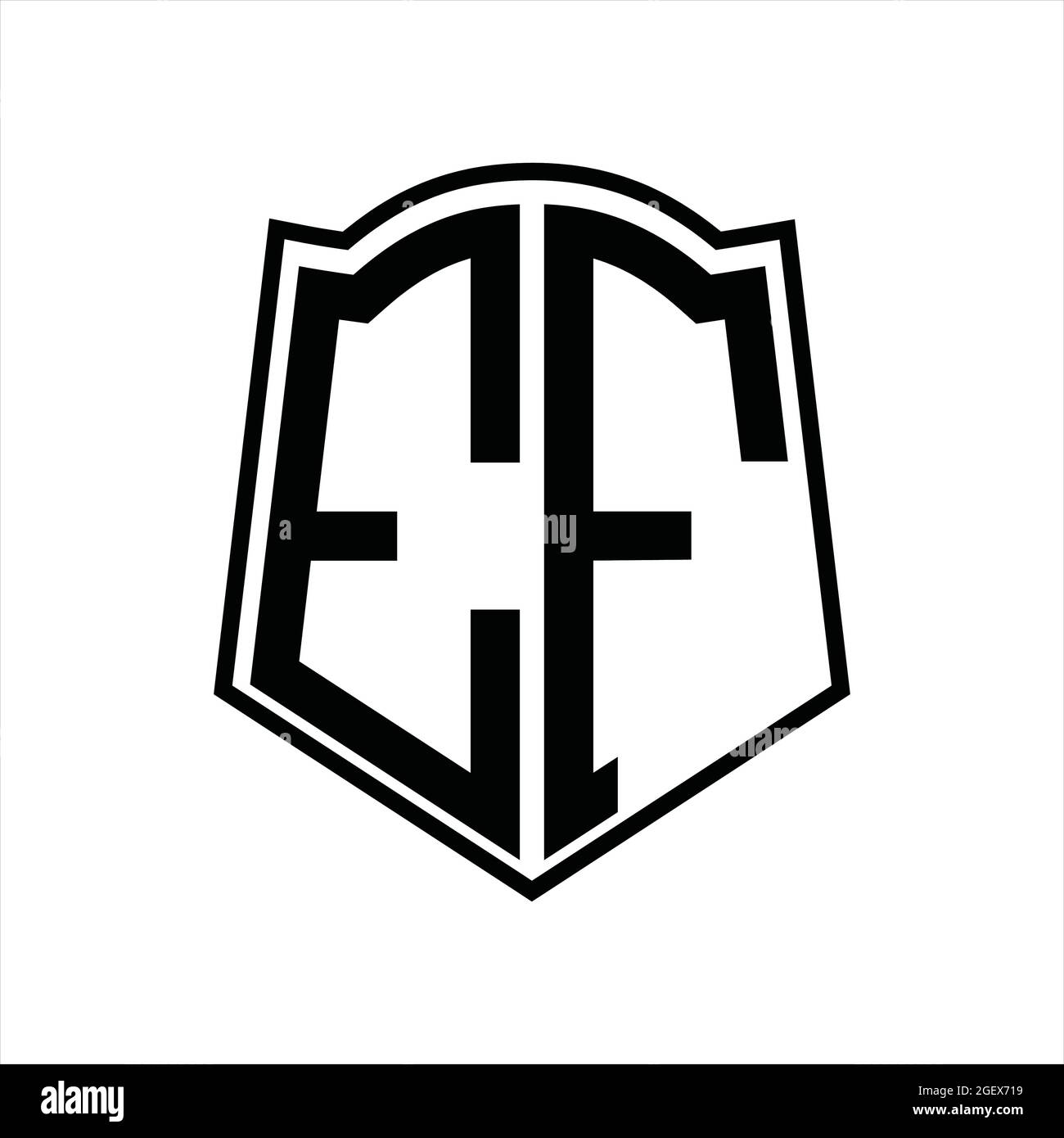 EF Logo monogram with shield shape isolated black background design template Stock Vector Image ...