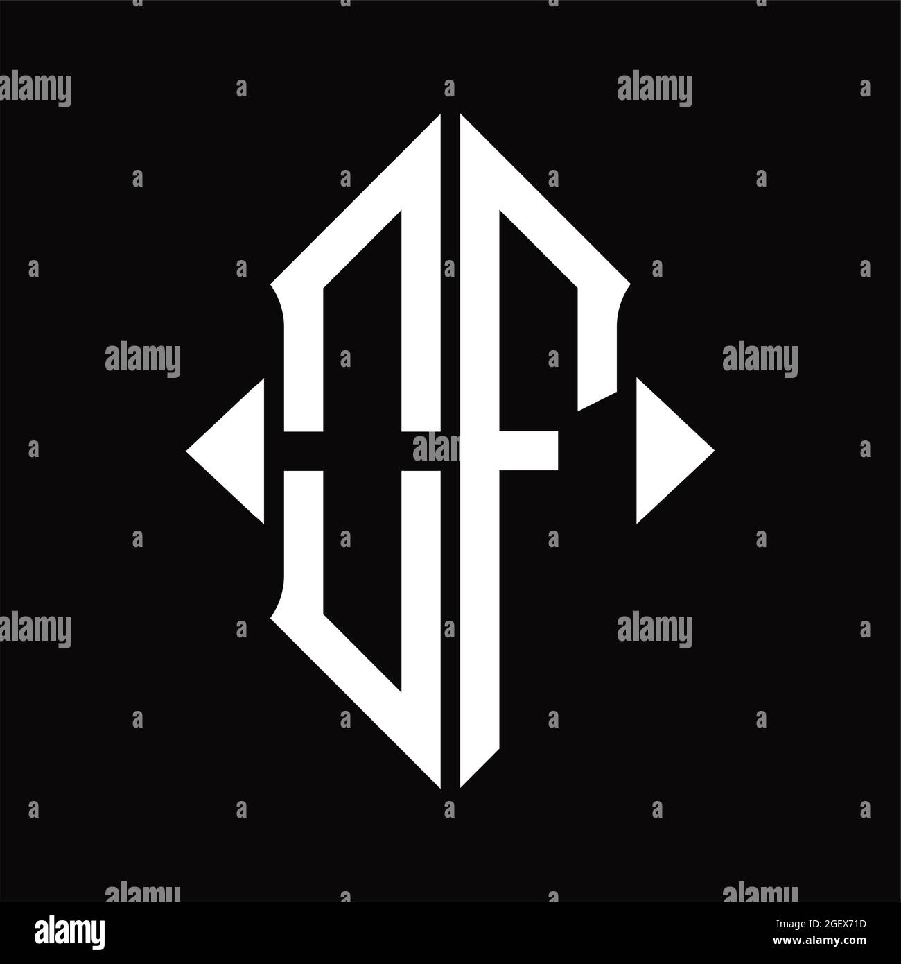 OF Logo monogram with shield shape isolated black background design ...