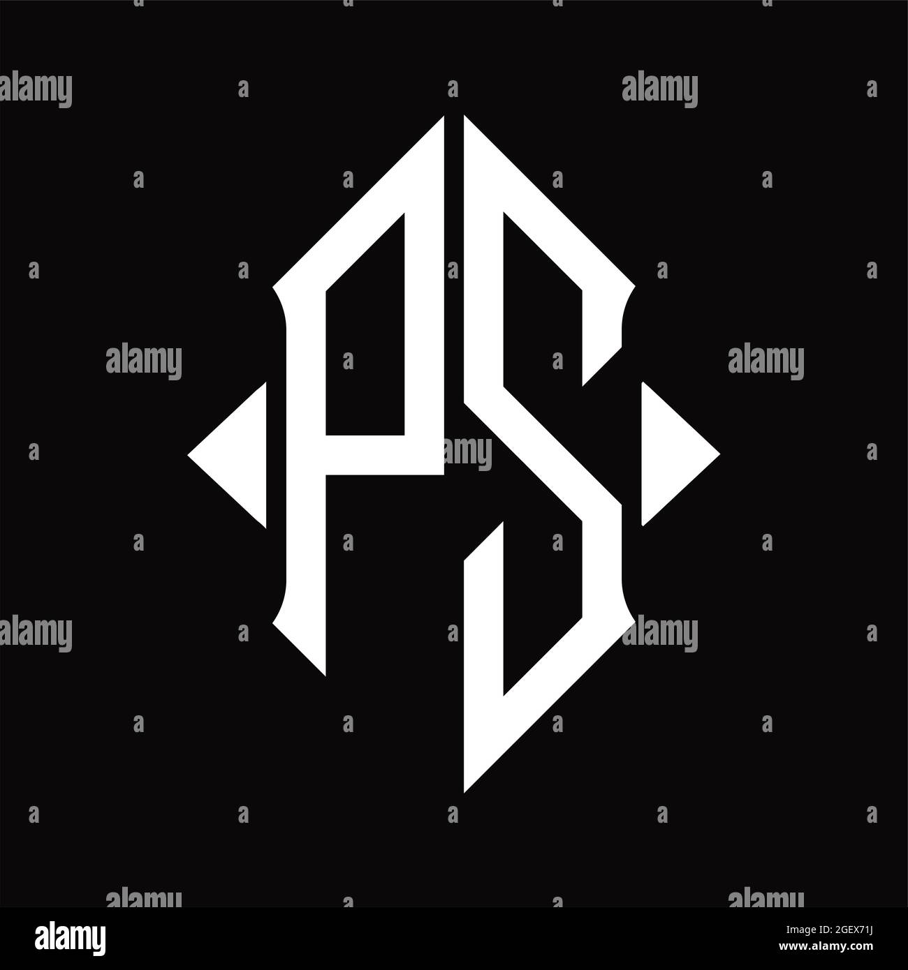 PS Logo monogram with shield shape isolated black background design ...