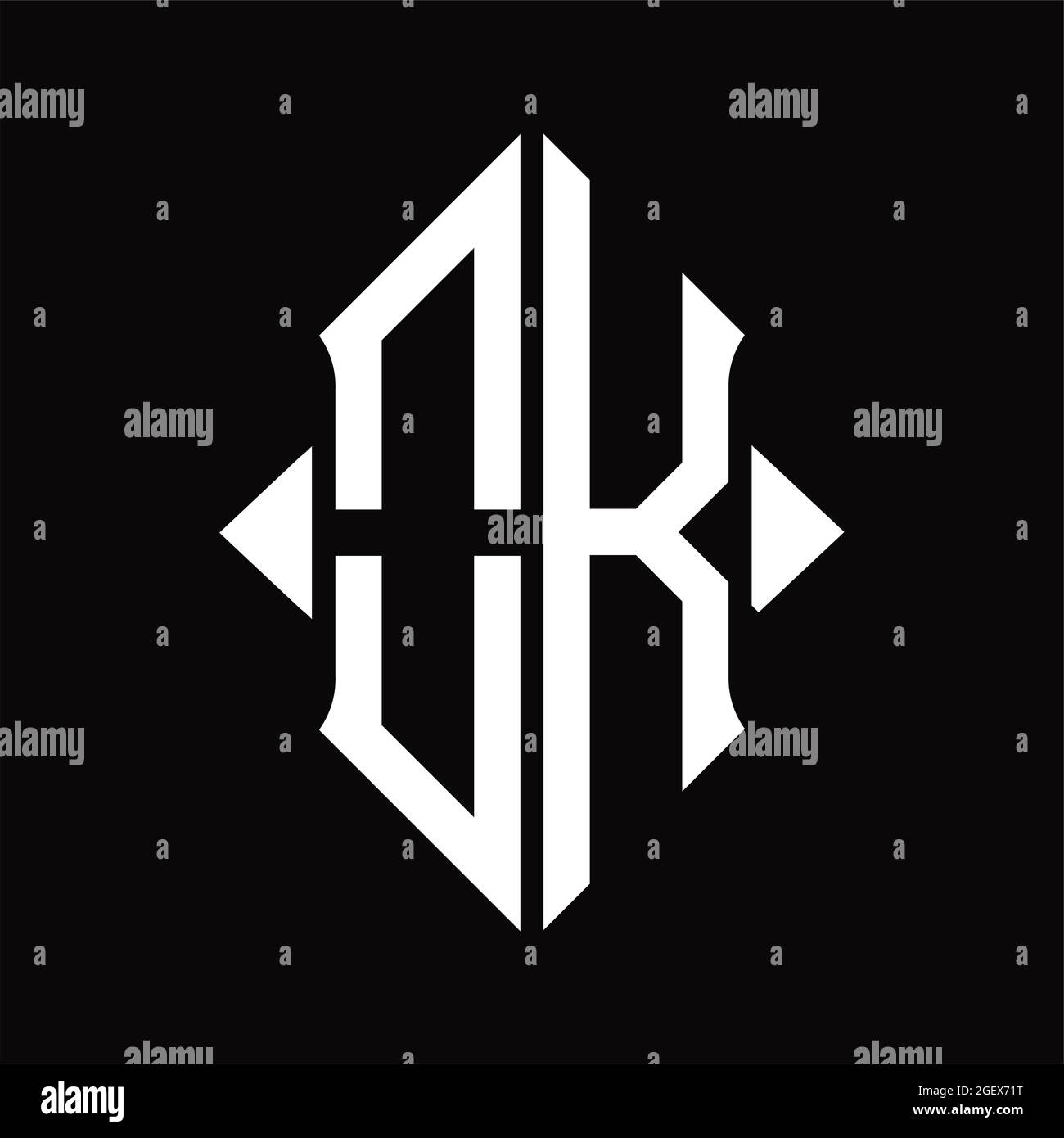 OK Logo monogram with shield shape isolated black background design ...