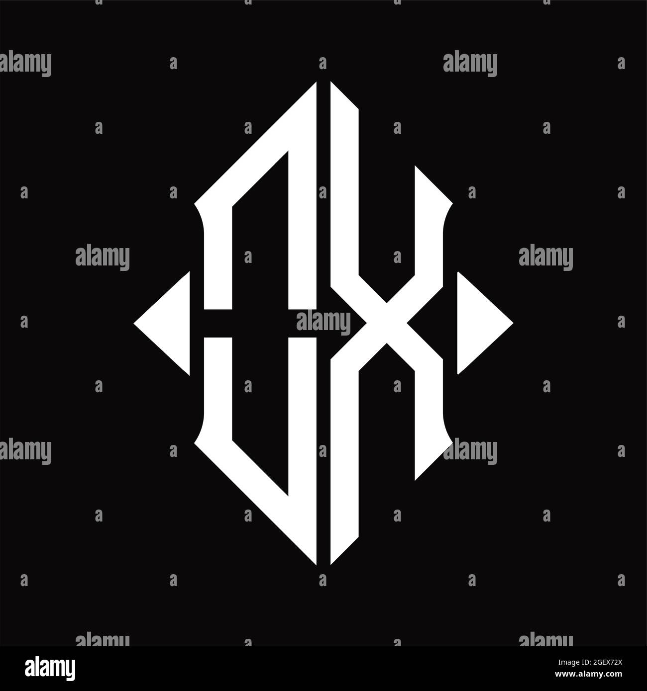 OX Logo monogram with shield shape isolated black background design ...