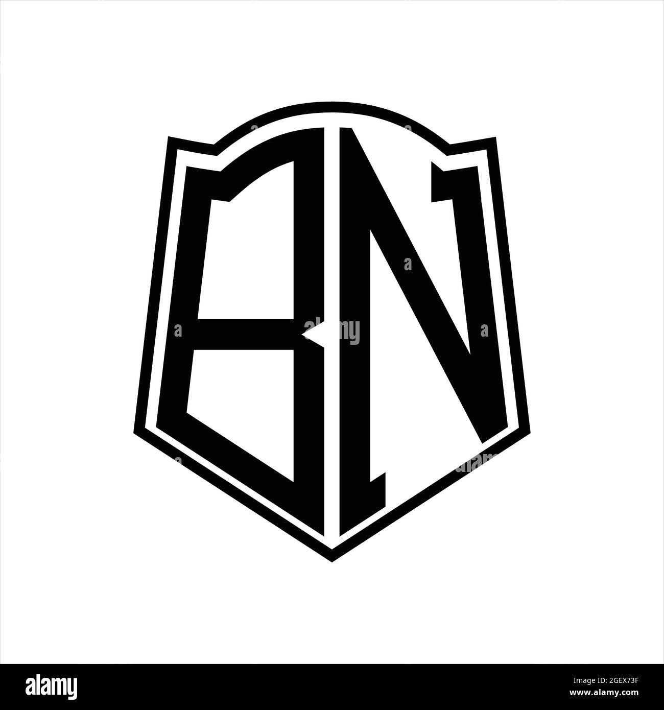 BN Logo monogram with horn shape isolated black and white design ...