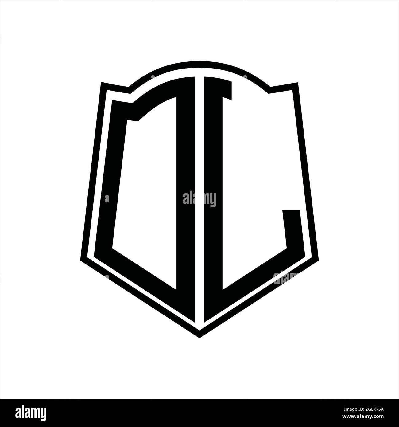 DL Logo monogram with shield shape isolated black background design template Stock Vector Image ...