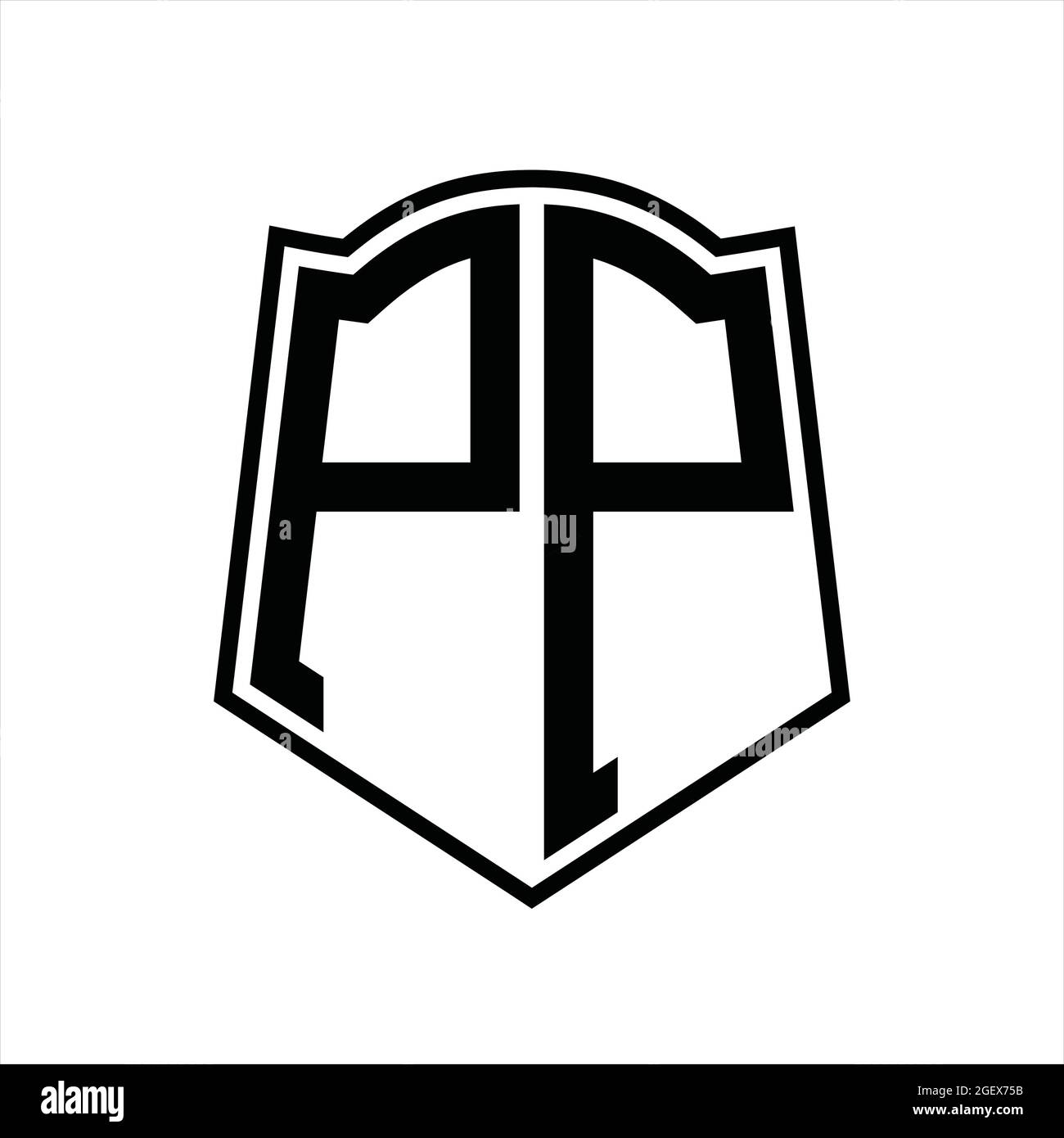 PP Logo monogram with shield shape isolated black background design ...