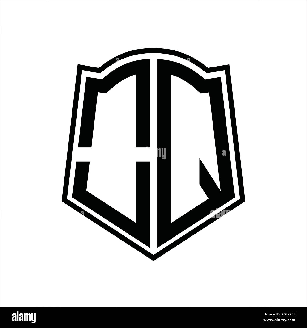 OQ Logo monogram with shield shape isolated black background design ...