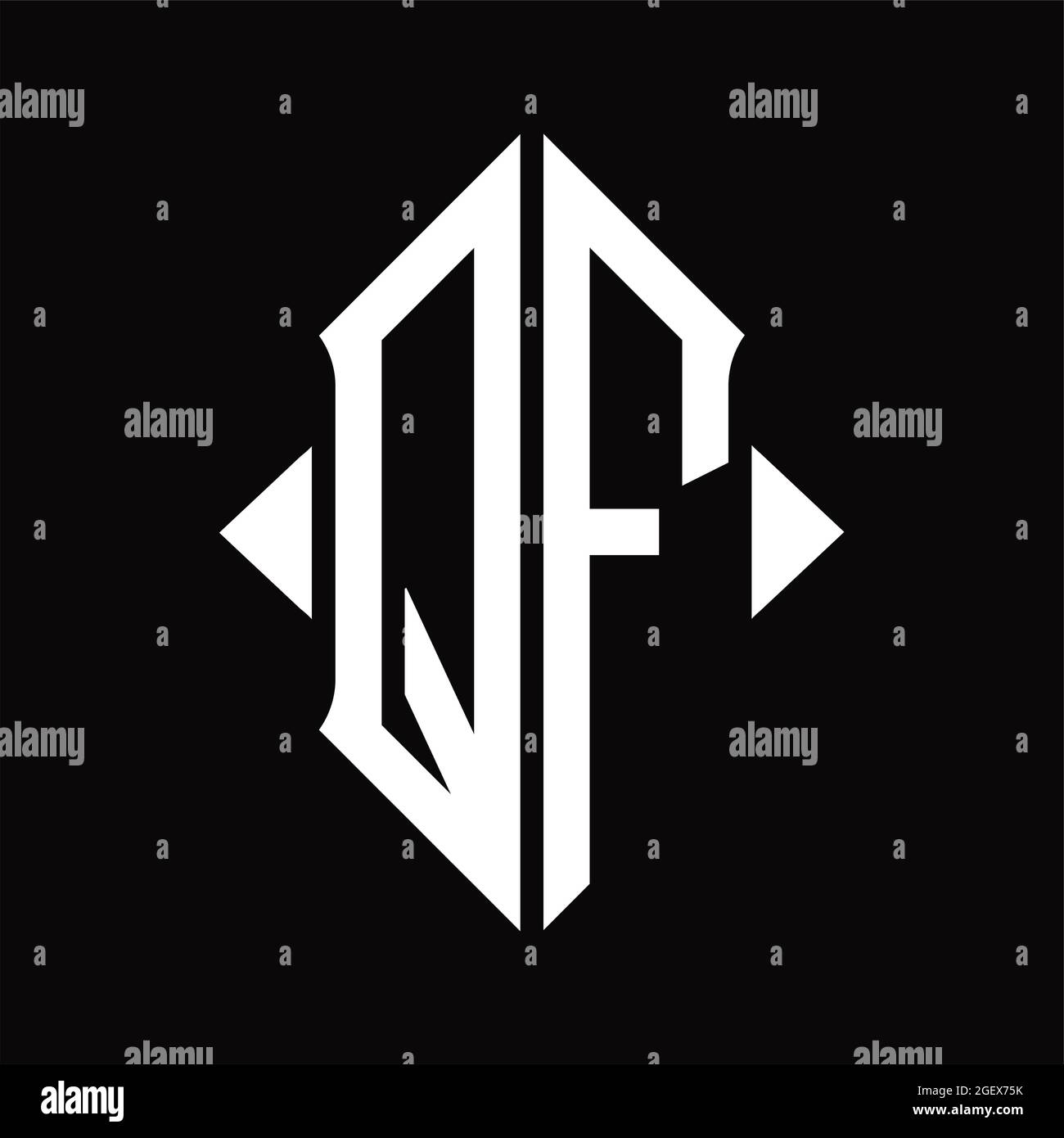 QF Logo monogram with shield shape isolated black background design ...