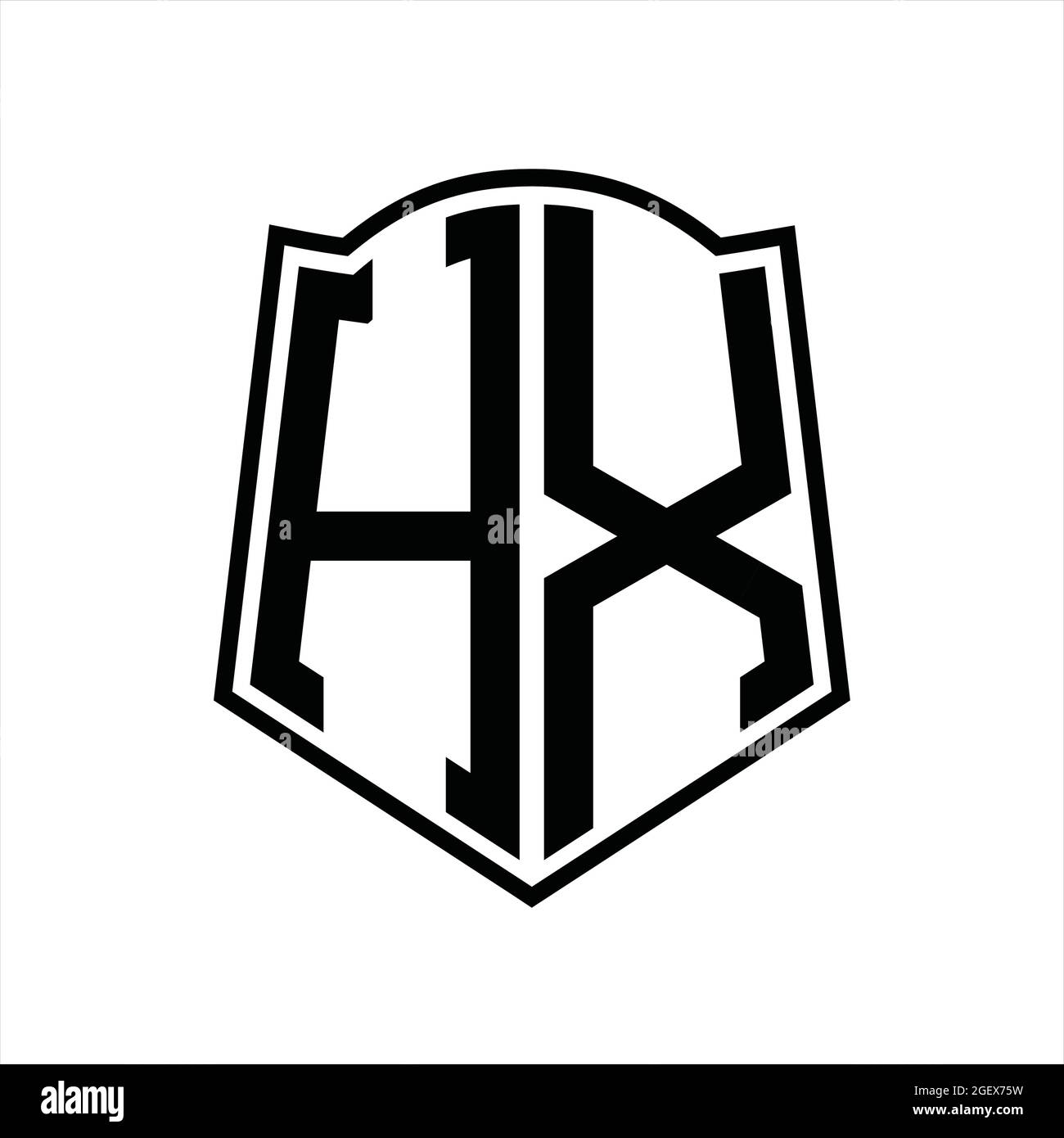 HX Logo monogram with shield shape isolated black background design template Stock Vector Image ...