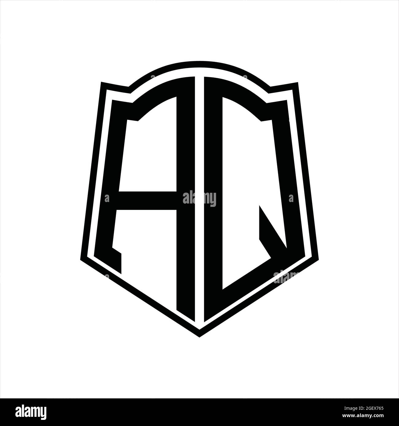 AQ Logo monogram with horn shape isolated black and white design ...