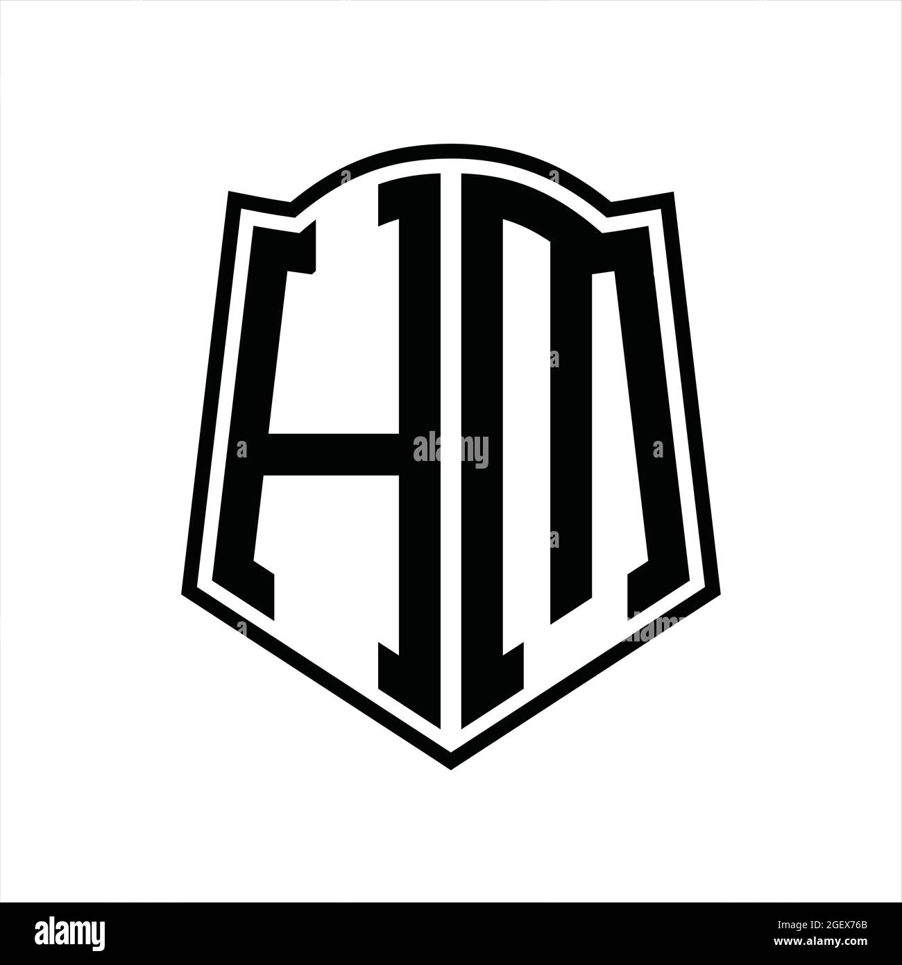 HM Logo monogram with shield shape isolated black background design ... HM Logo monogram with shield shape isolated black background design ...