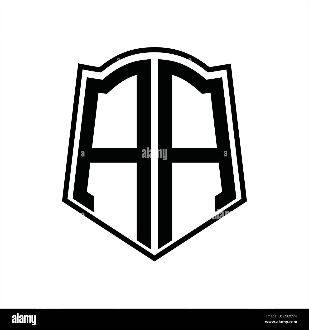 AA Logo monogram with horn shape isolated black and white design ...