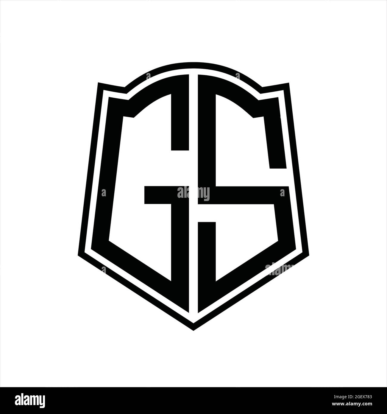 GS Logo monogram with shield shape isolated black background design ...