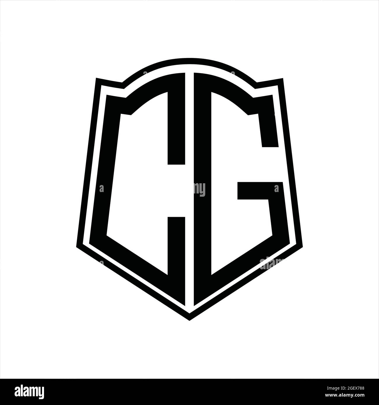 CG Logo monogram with shield shape isolated black background design ...