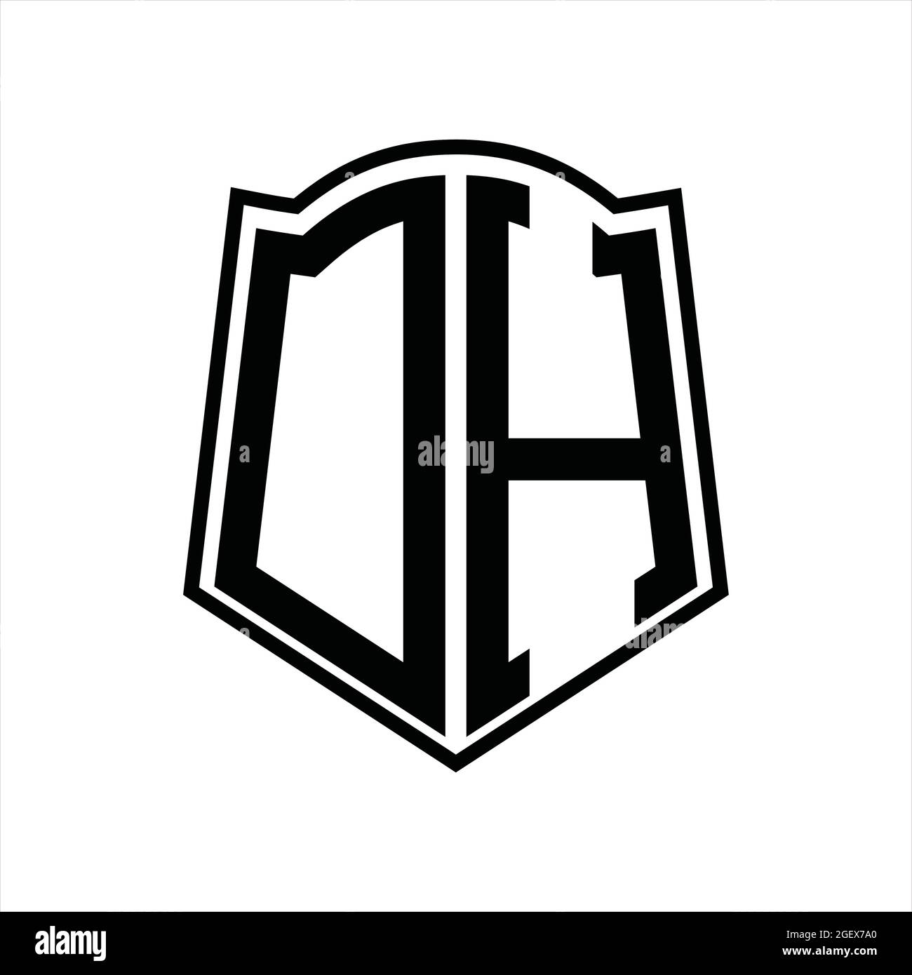 DH Logo monogram with shield shape isolated black background design ...