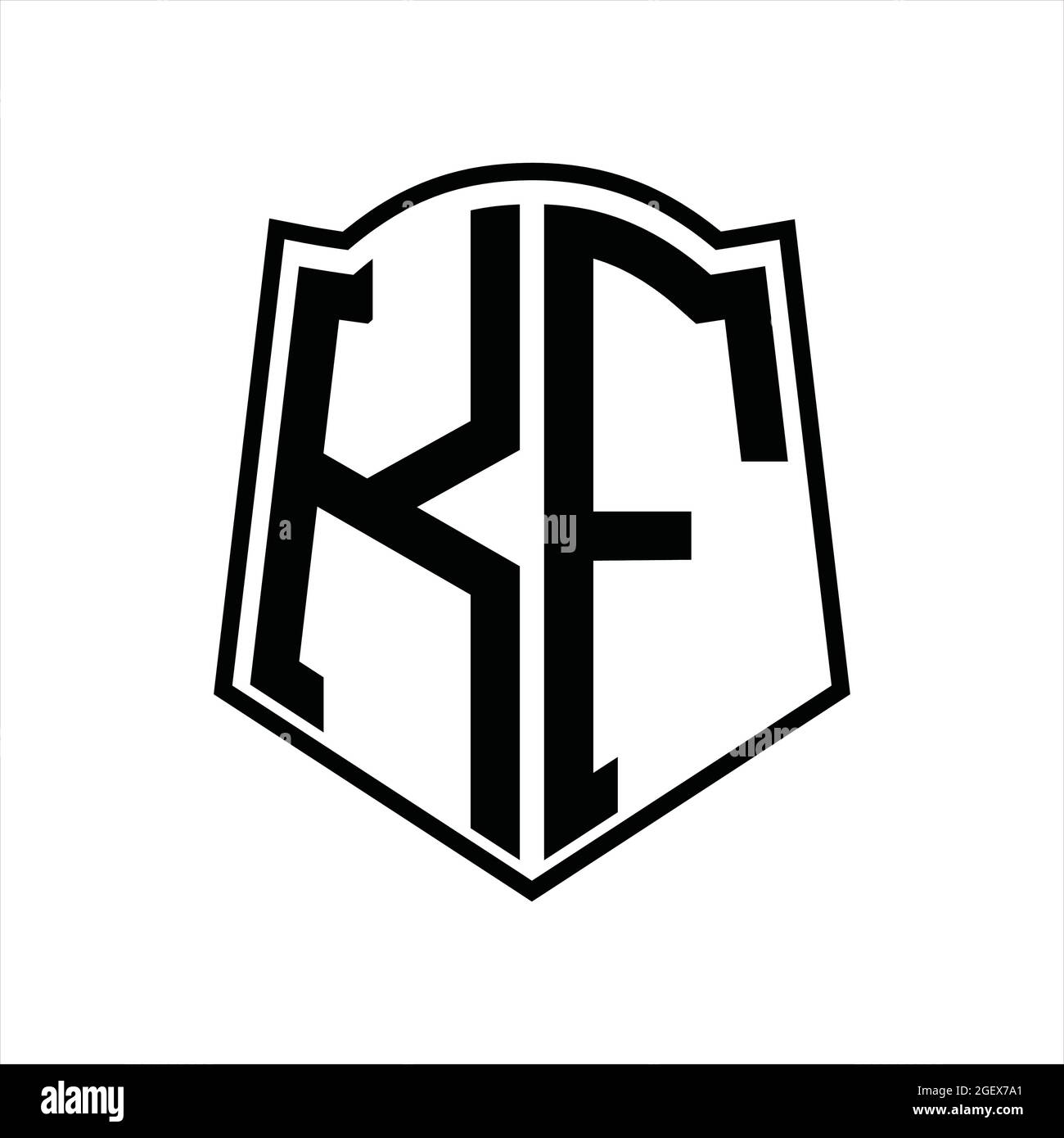 KF Logo monogram with shield shape isolated black background design template Stock Vector Image ...