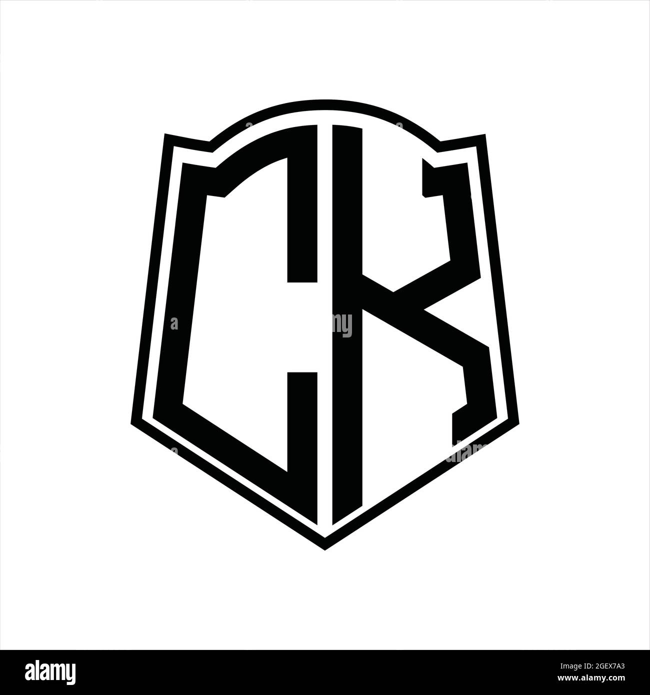 CK Logo monogram with shield shape isolated black background design ...