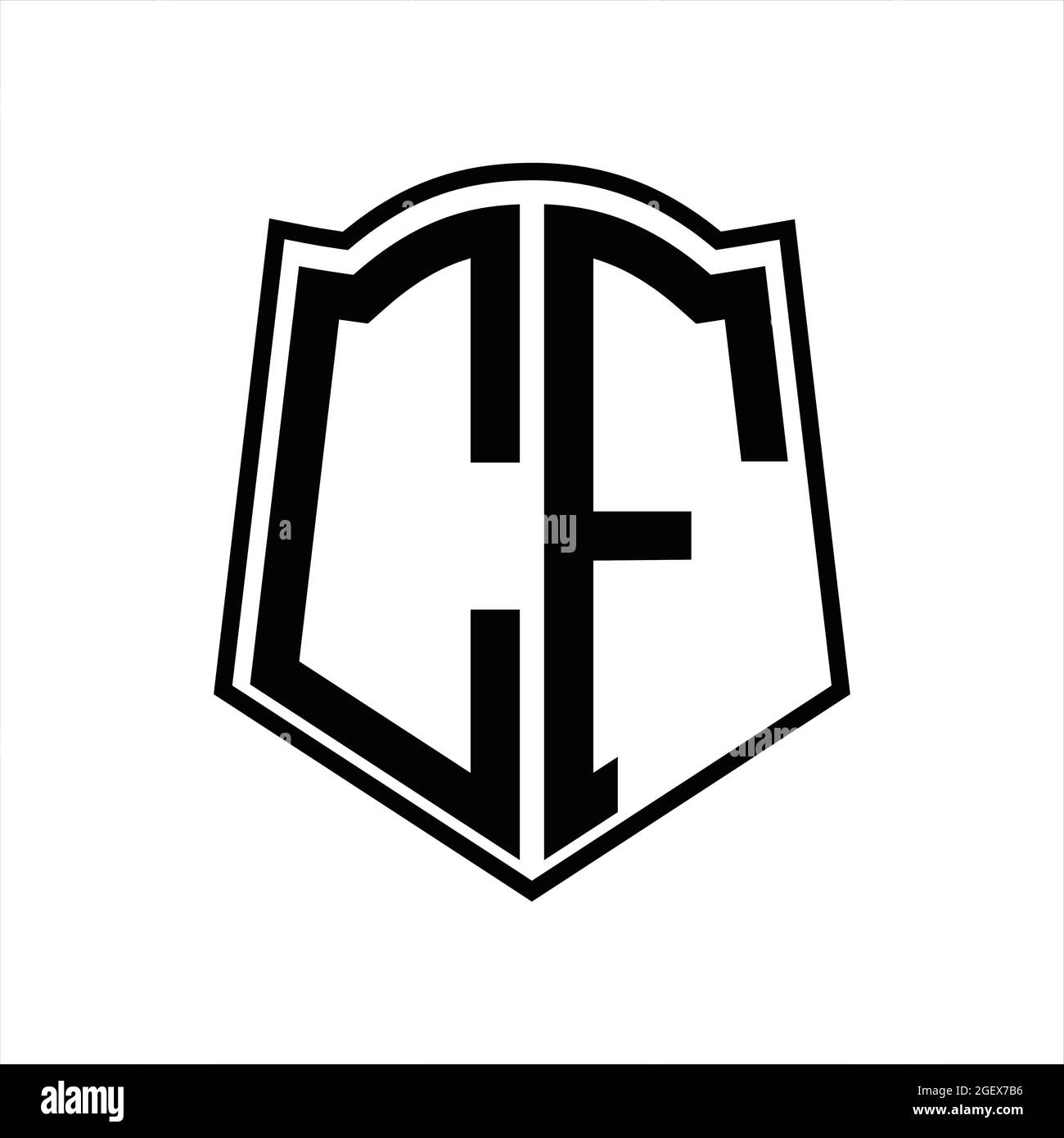 CF Logo monogram with shield shape isolated black background design ...