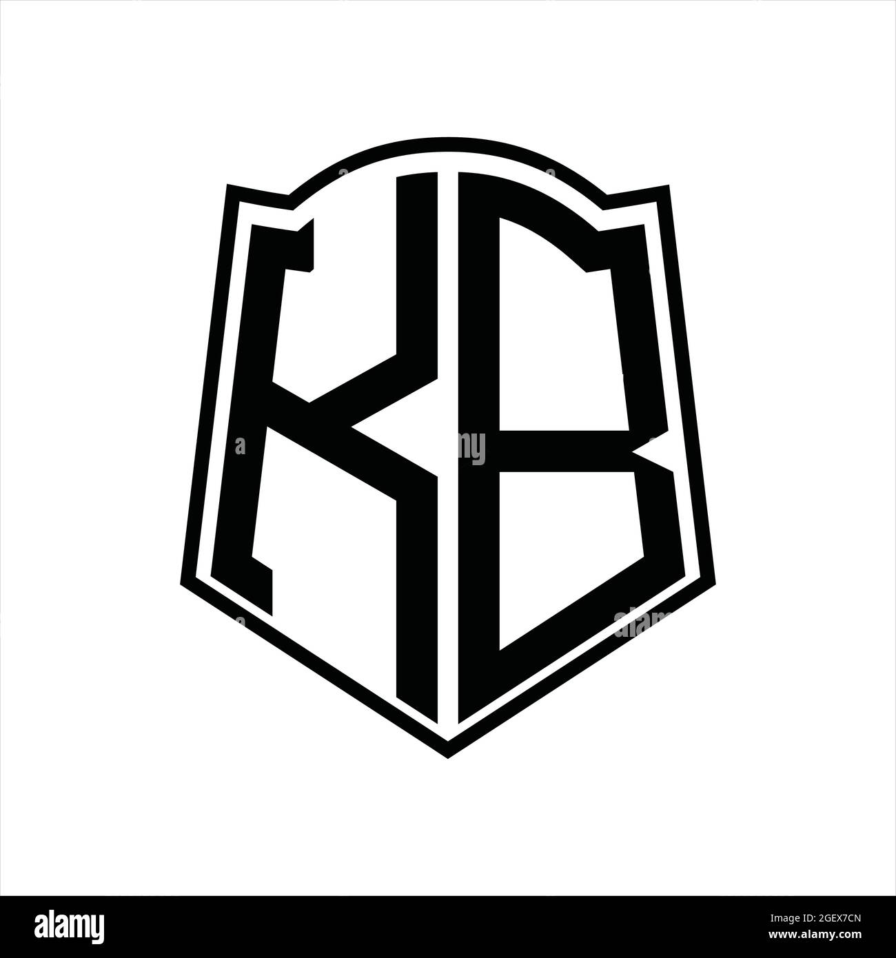 KB Logo monogram with shield shape isolated black background design ...