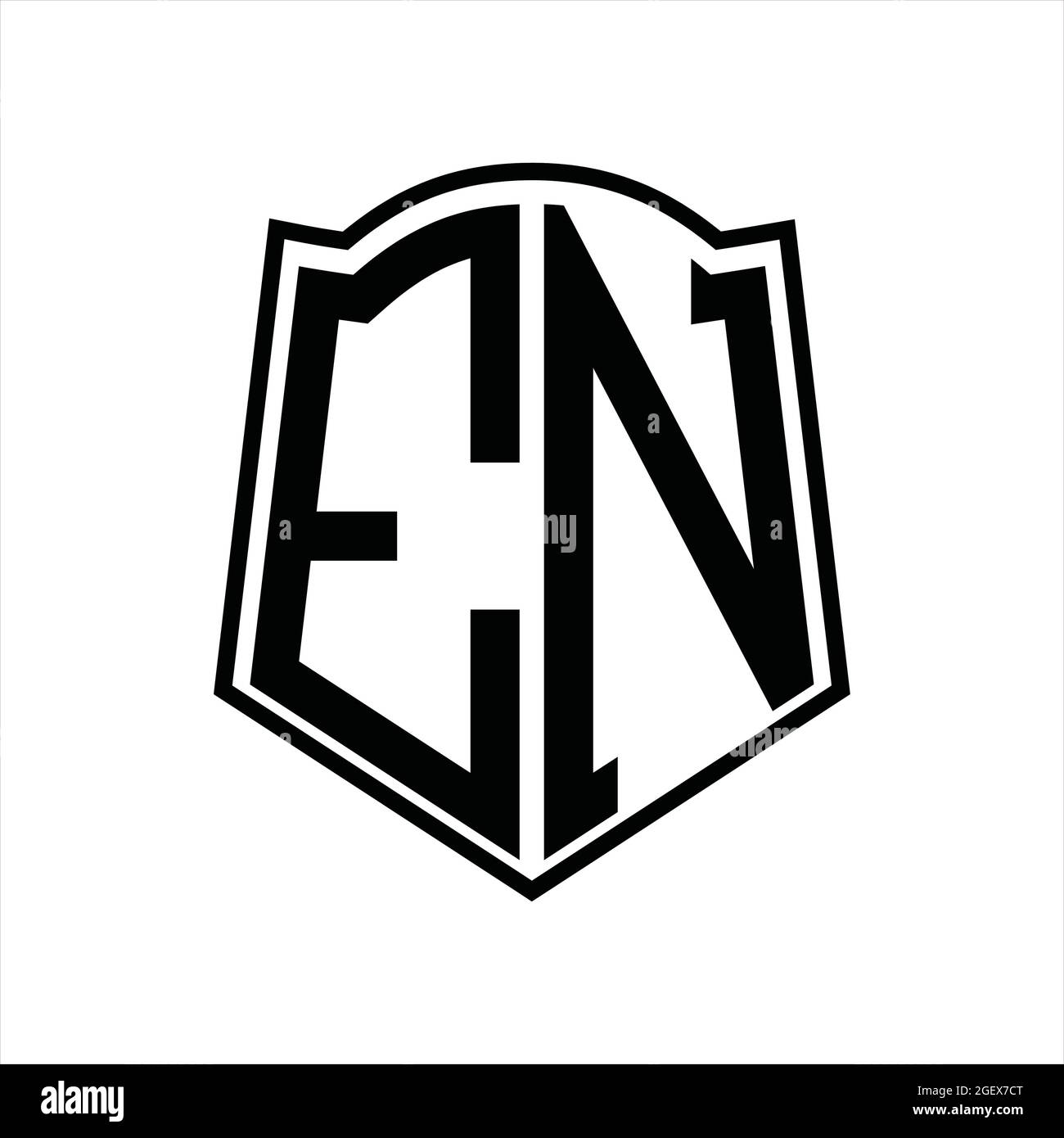 EN Logo monogram with shield shape isolated black background design ...