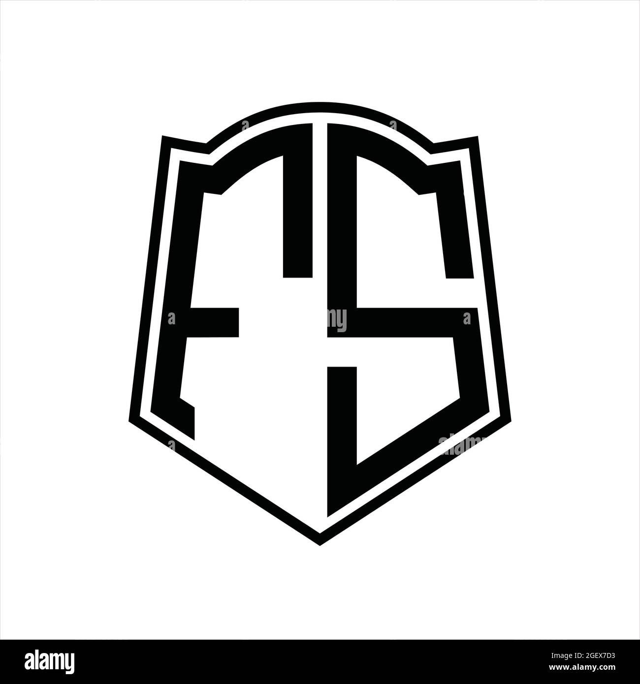 FS Logo monogram with shield shape isolated black background design ...