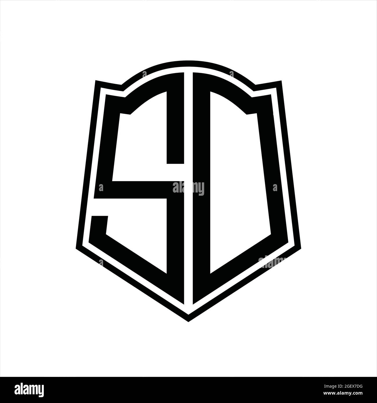SD Logo monogram with shield shape isolated black background design ...