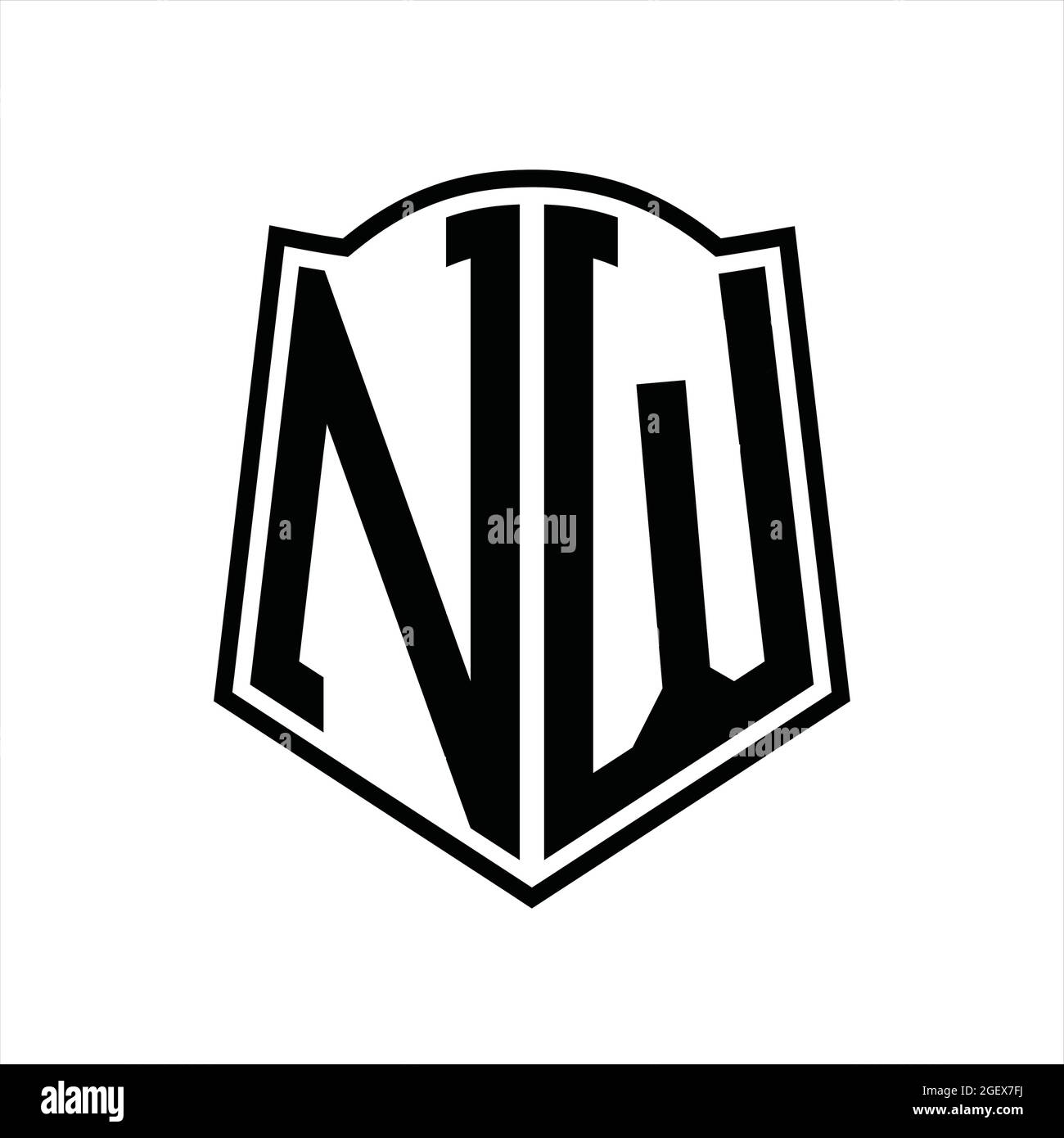 NW Logo monogram with shield shape isolated black background design ...