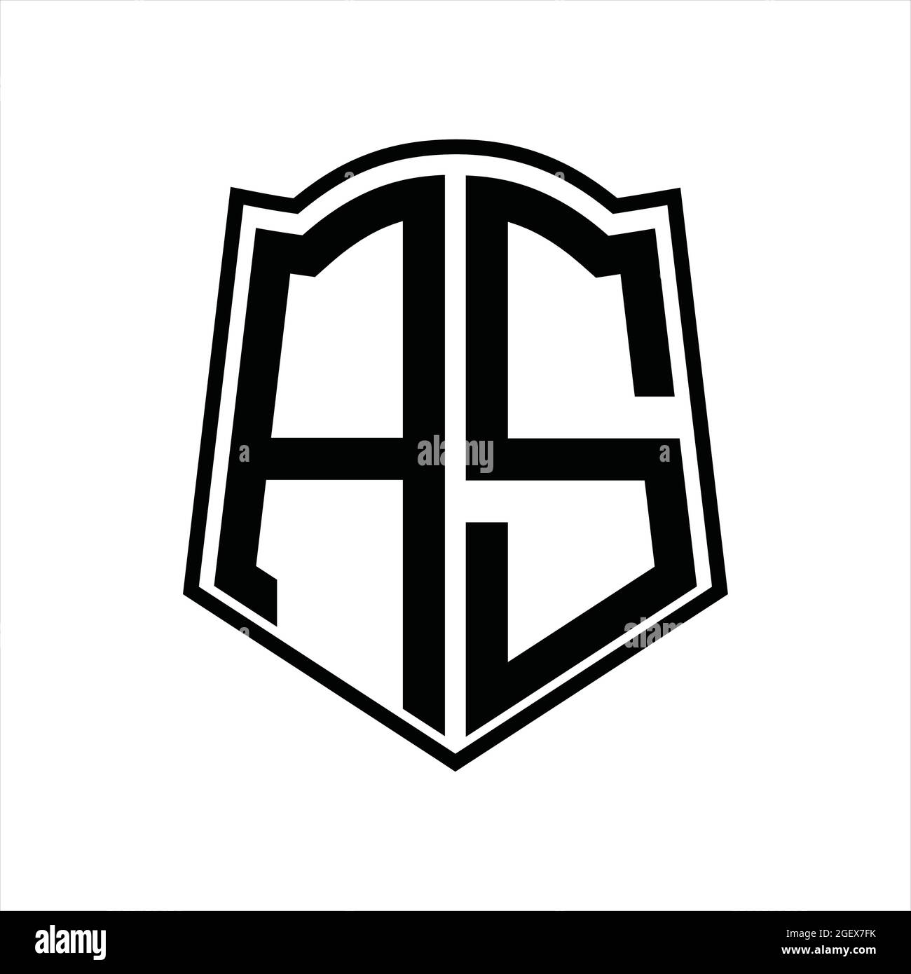 Logo monogram with shield shape outline design template isolated in ...