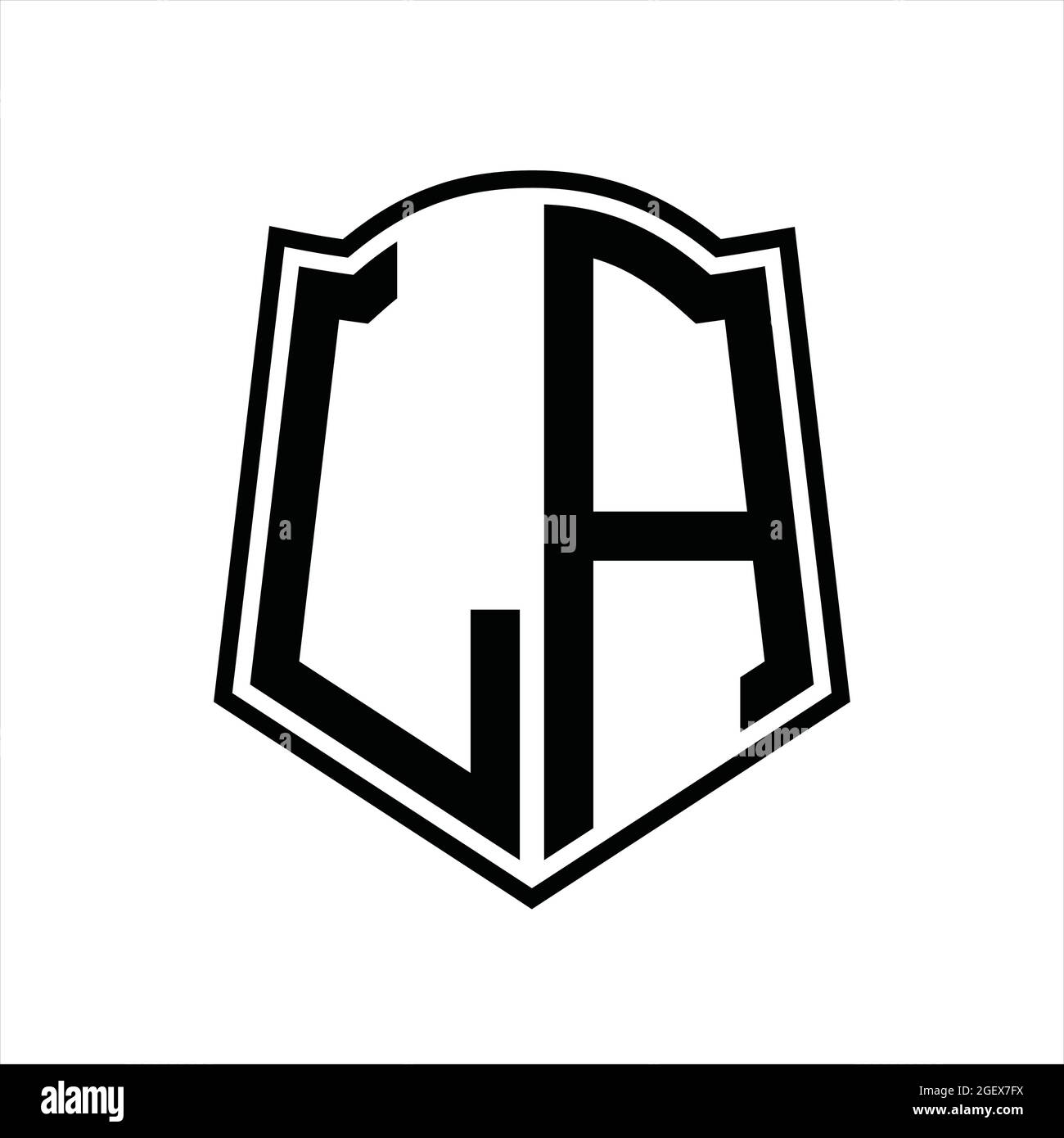 LA Logo monogram with shield shape outline design template isolated in ...