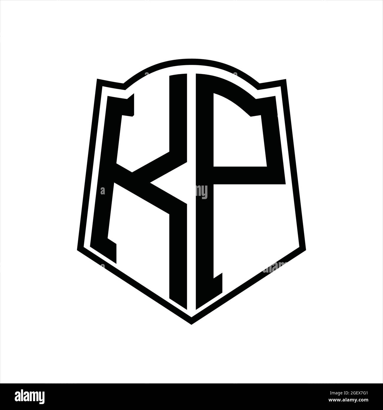 KP Logo monogram with shield shape outline design template isolated in ...
