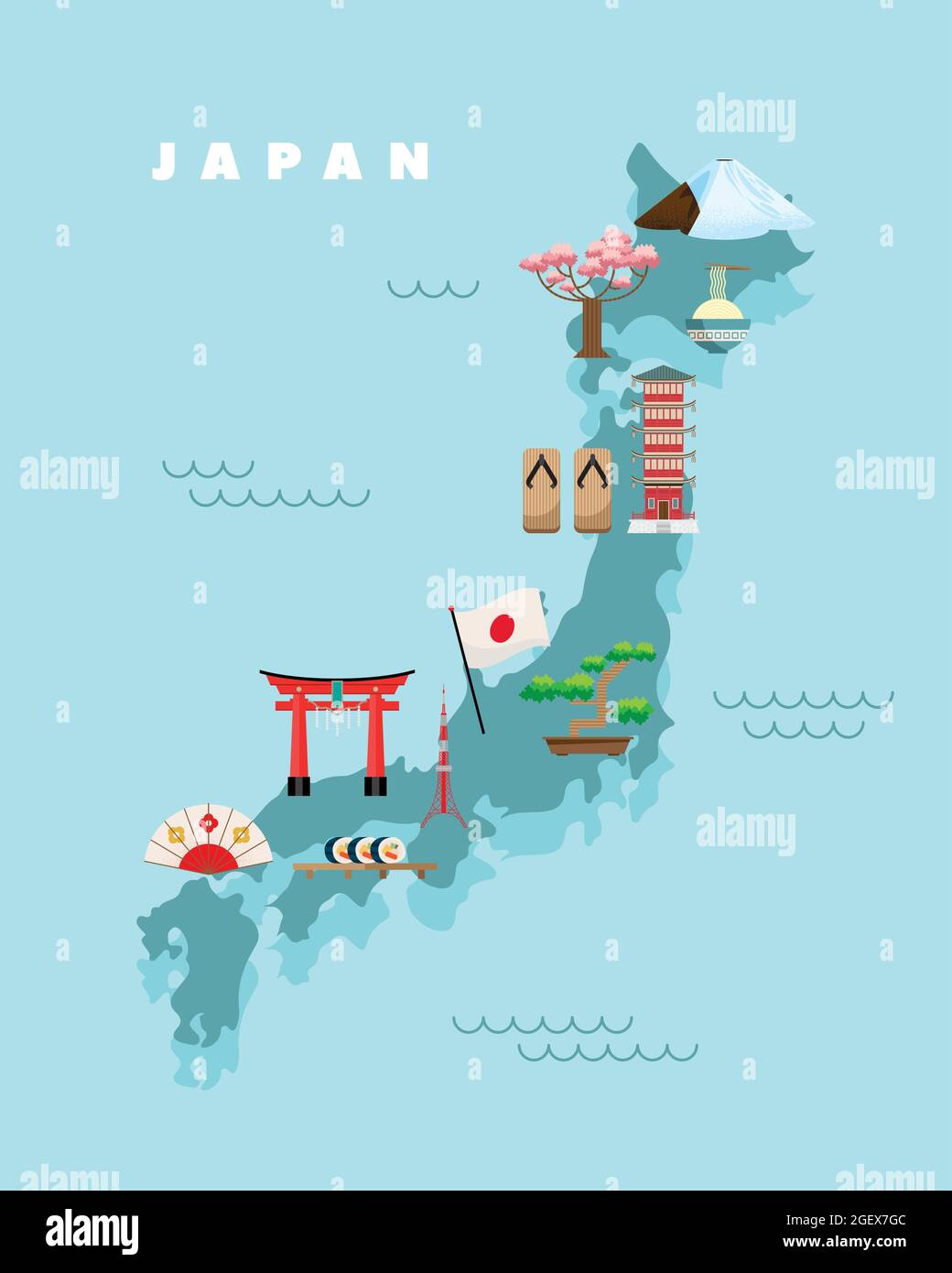 japanese culture icons in map Stock Vector Image & Art - Alamy