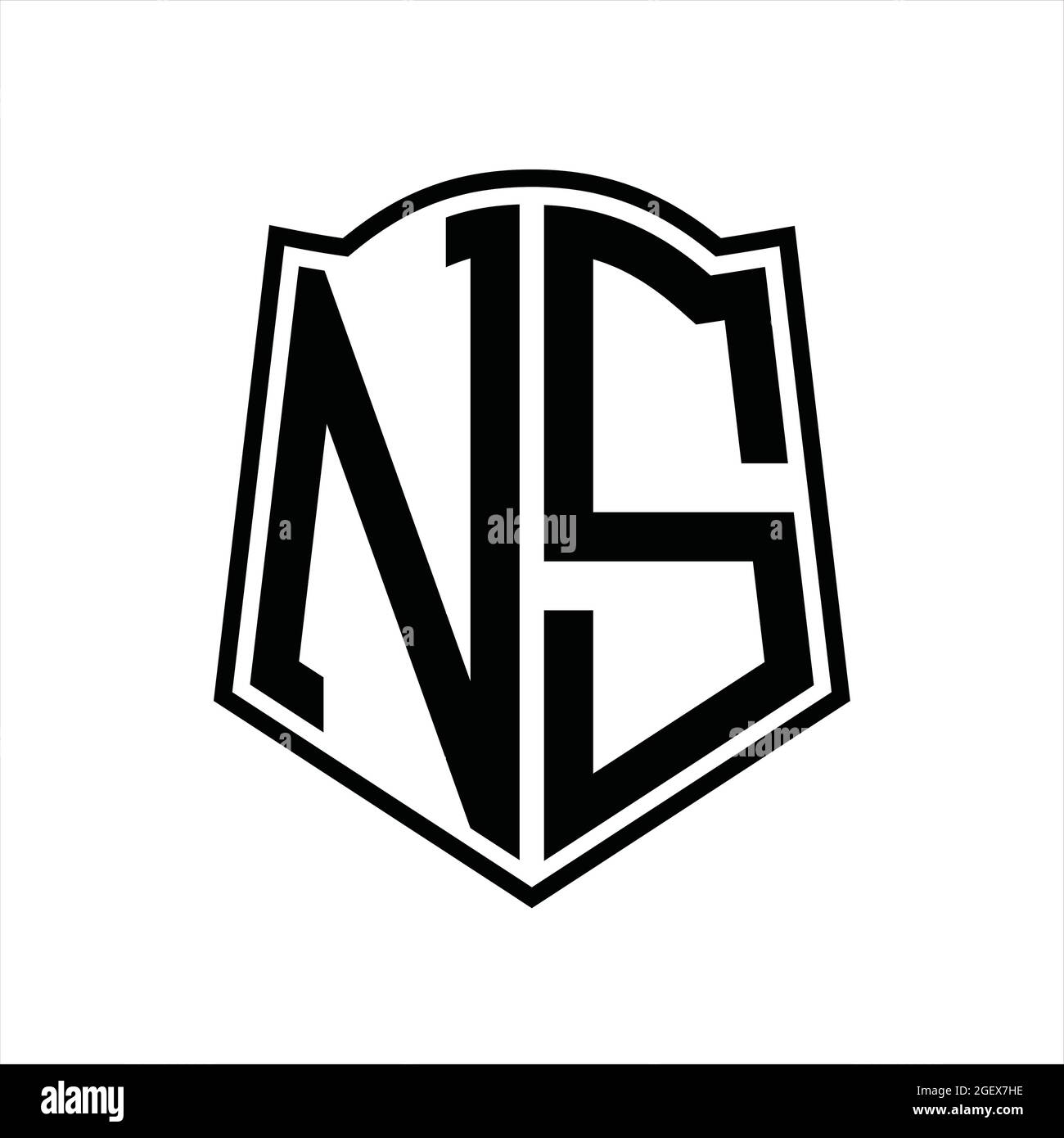 NS Logo monogram with shield shape outline design template isolated in white background Stock ...