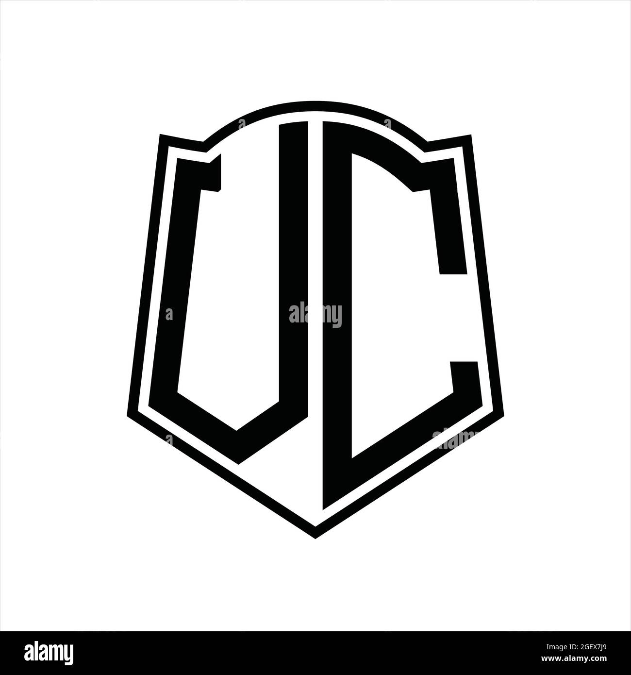 VC Logo monogram with shield shape isolated black background design ...