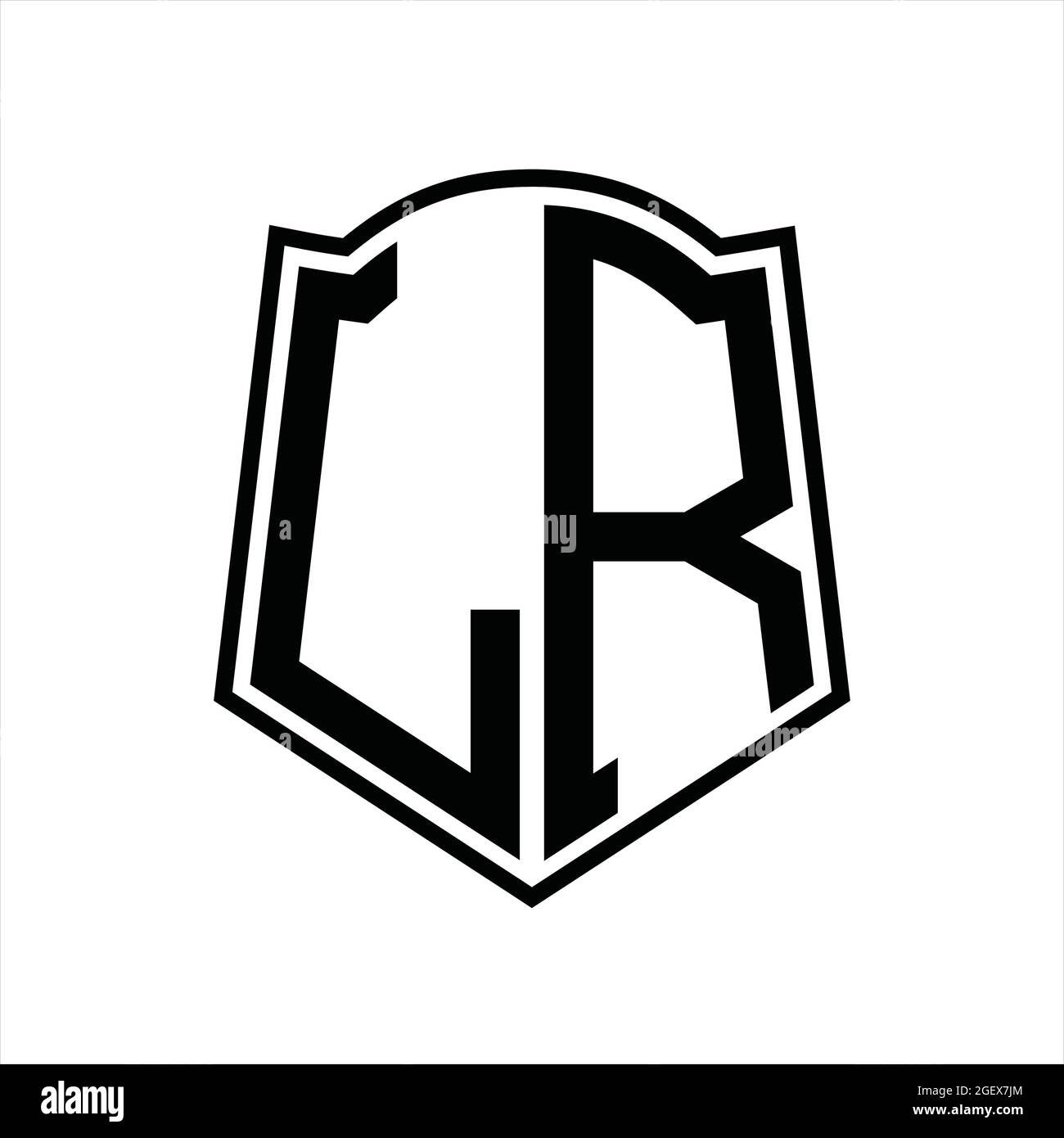 LR Logo monogram with shield shape outline design template isolated in ...