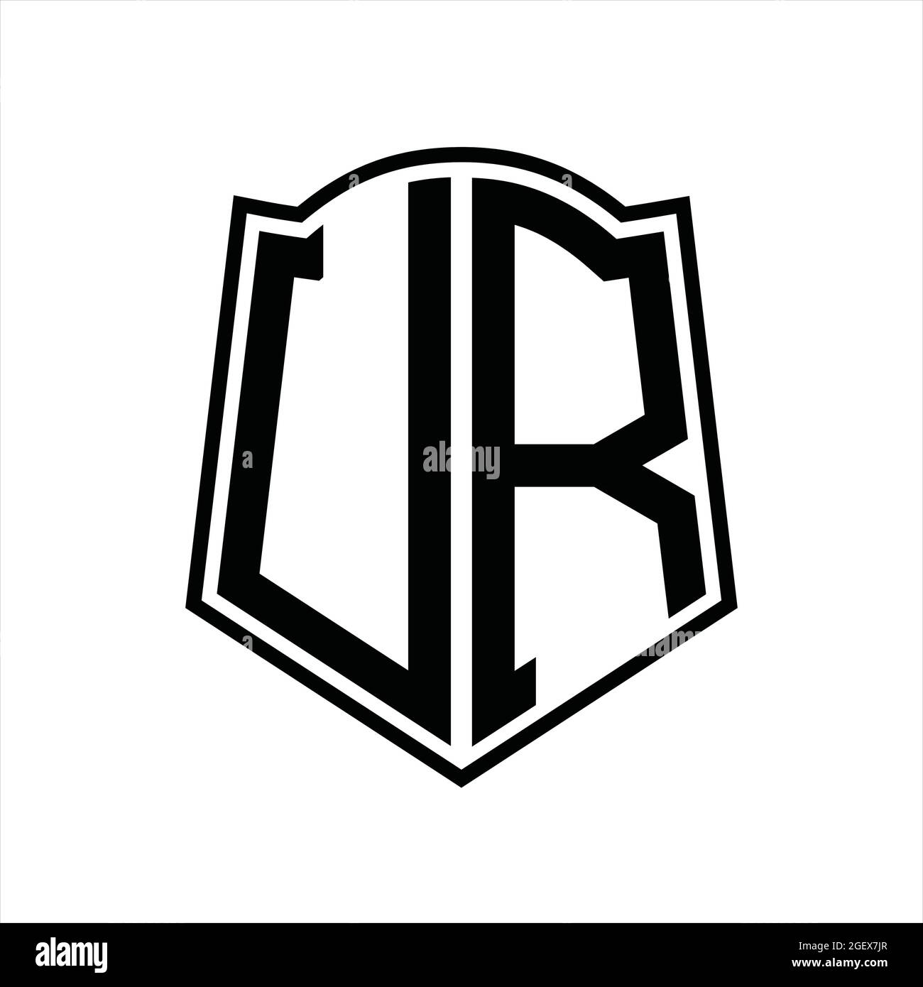 UR Logo monogram with shield shape outline design template isolated in ...