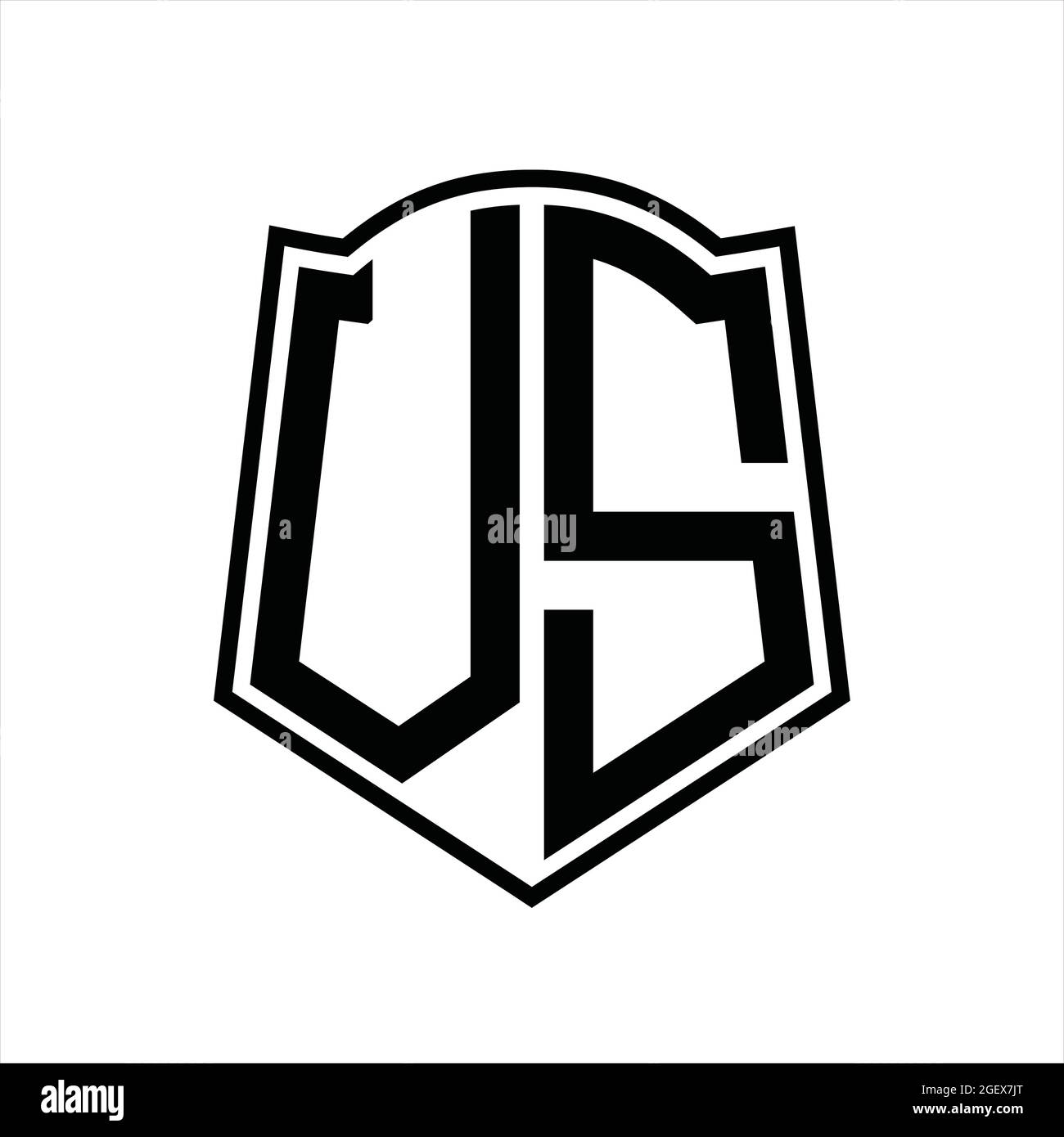 VS Logo monogram with shield shape isolated black background design ...