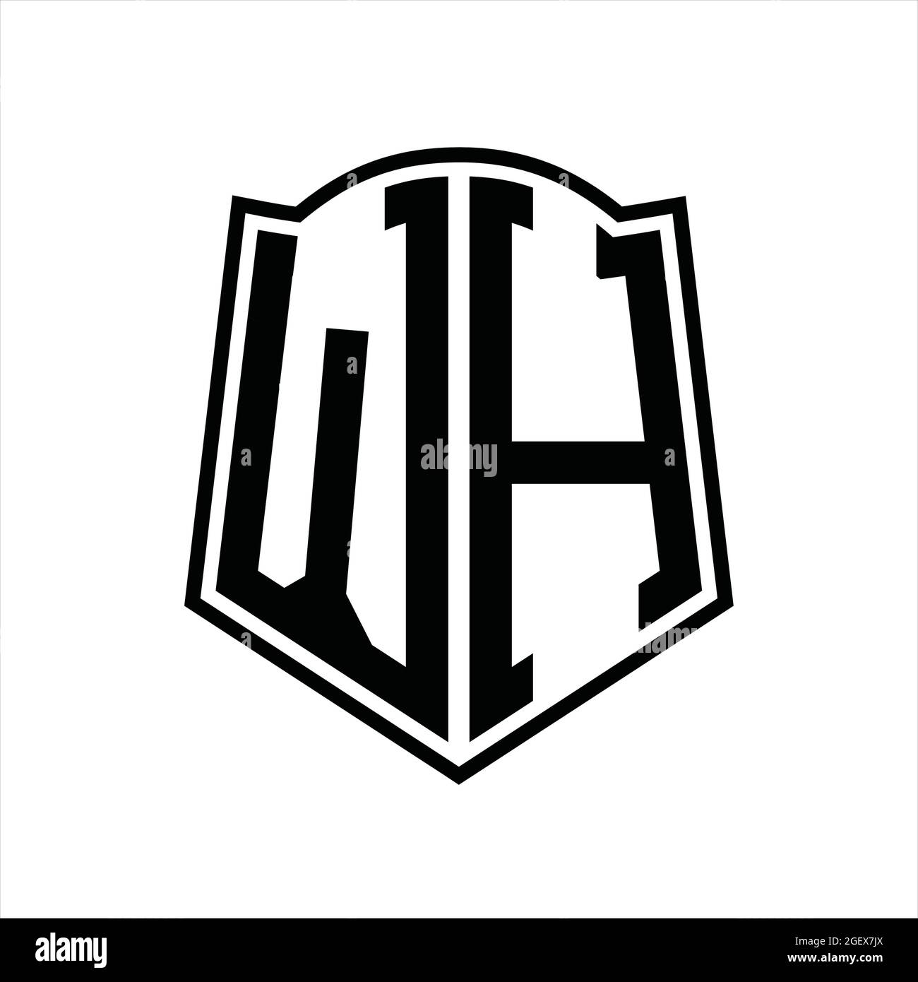 WH Logo monogram with shield shape isolated black background design template Stock Vector Image ...