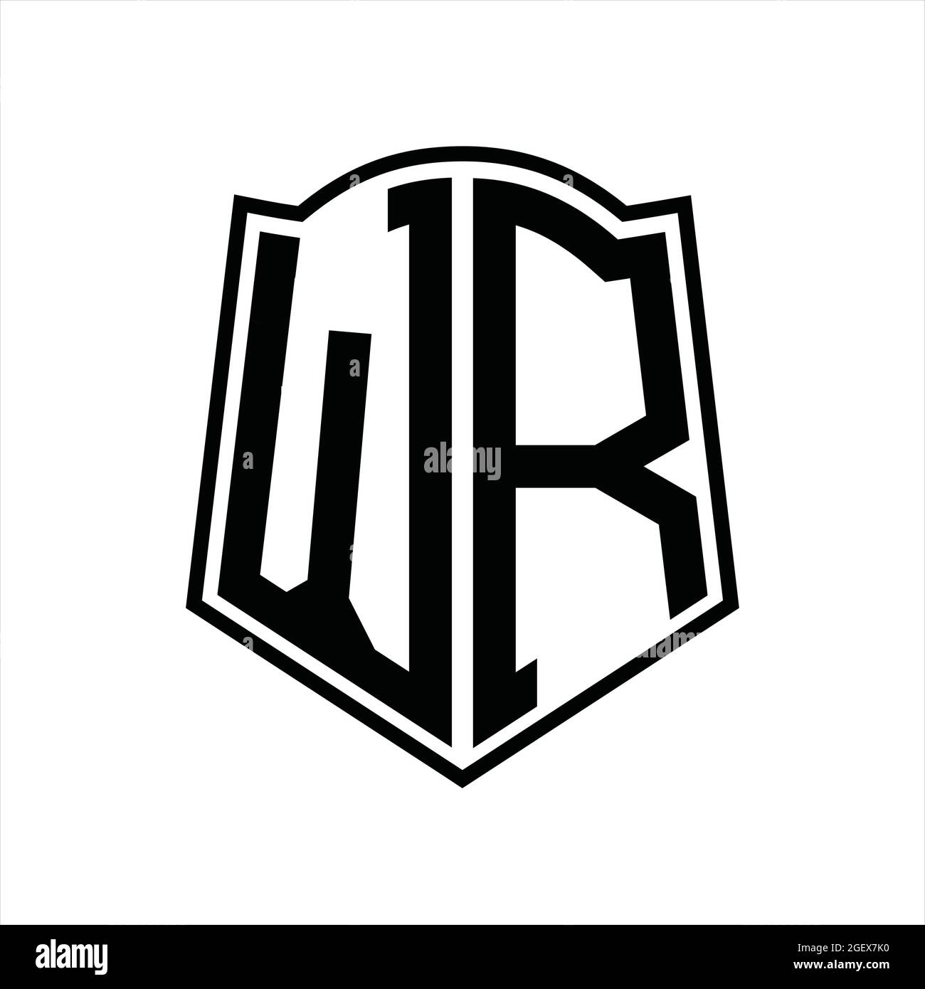 WR Logo monogram with shield shape isolated black background design ...