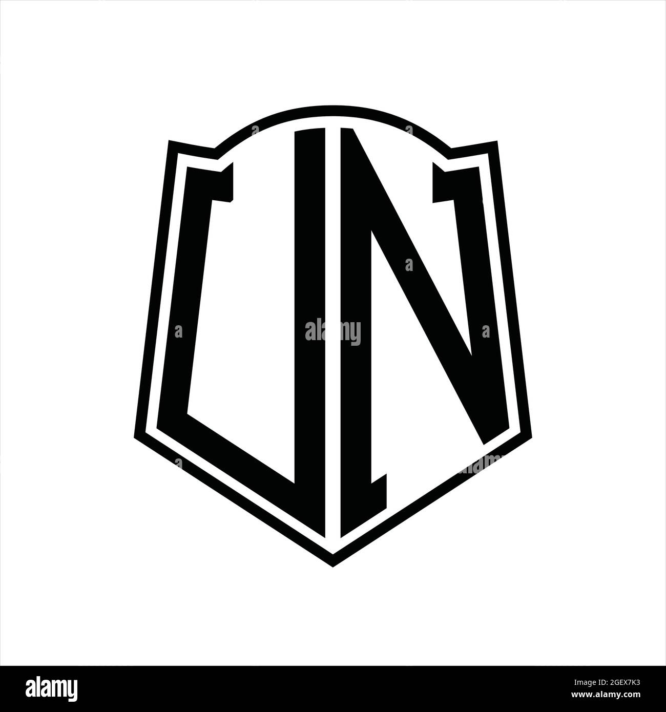 UN Logo monogram with shield shape outline design template isolated in ...